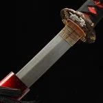 Black And Red Katana | Damascus Steel Katana with Red Lacquer Saya ...