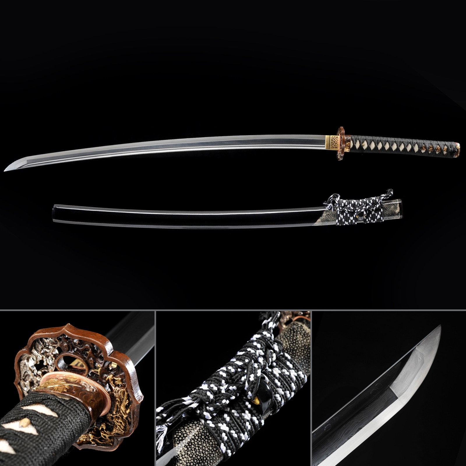Kampfbereites Katana, Authentische Japanische Katana-damaszenerstahl ...