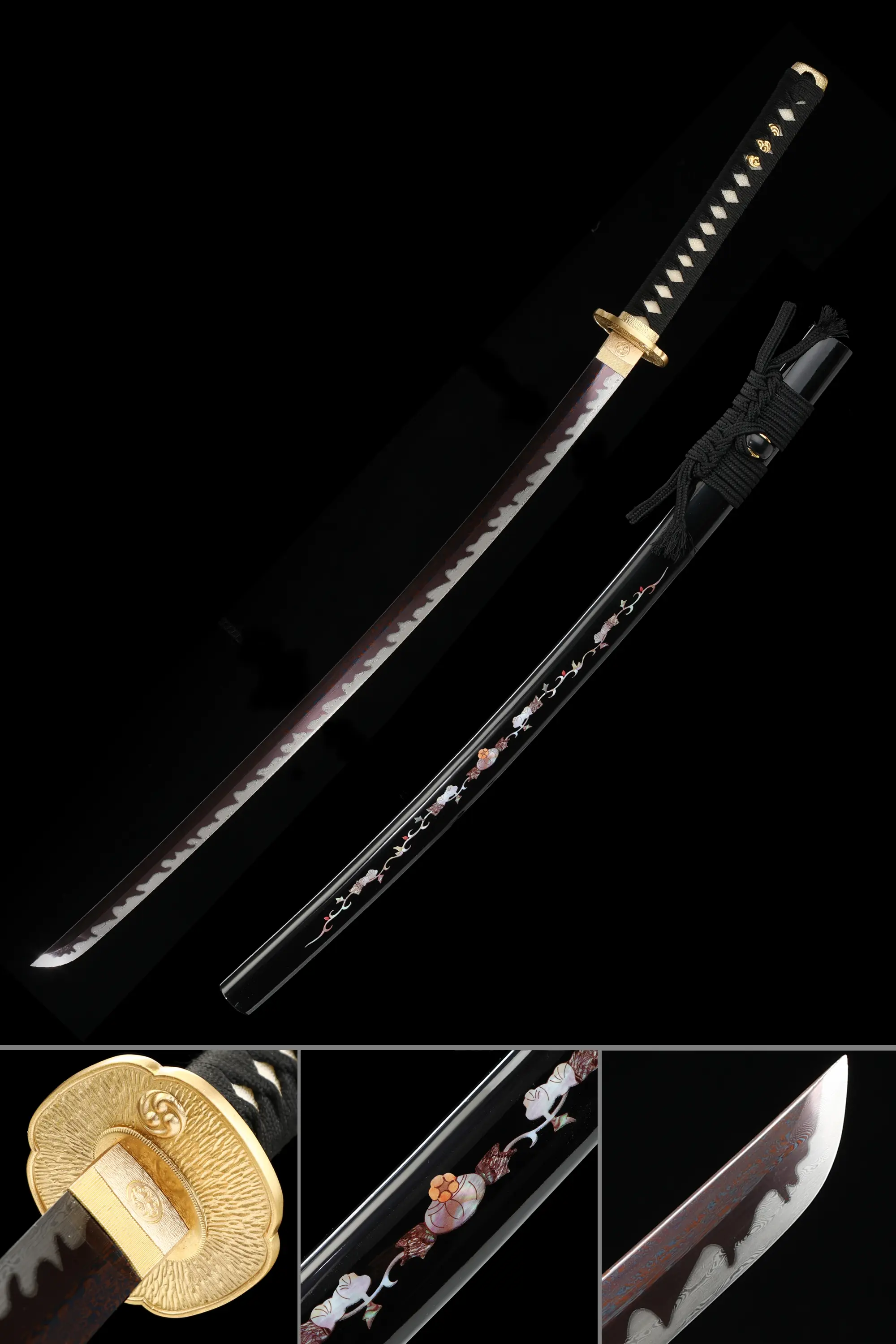 Black Katana | Exquisite Handmade Full-tang Katana Sword With Folded ...