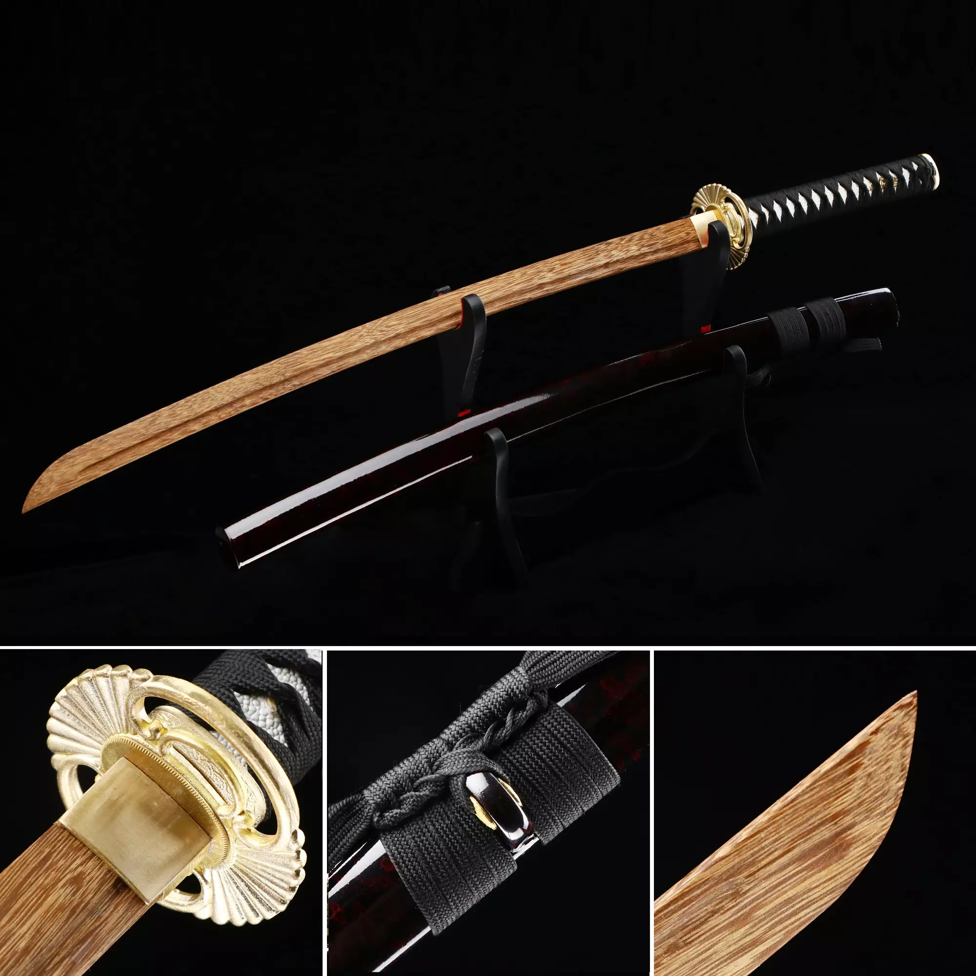 Wooden Katana | Handmade Japanese Wooden Unsharp Katana With Brown ...