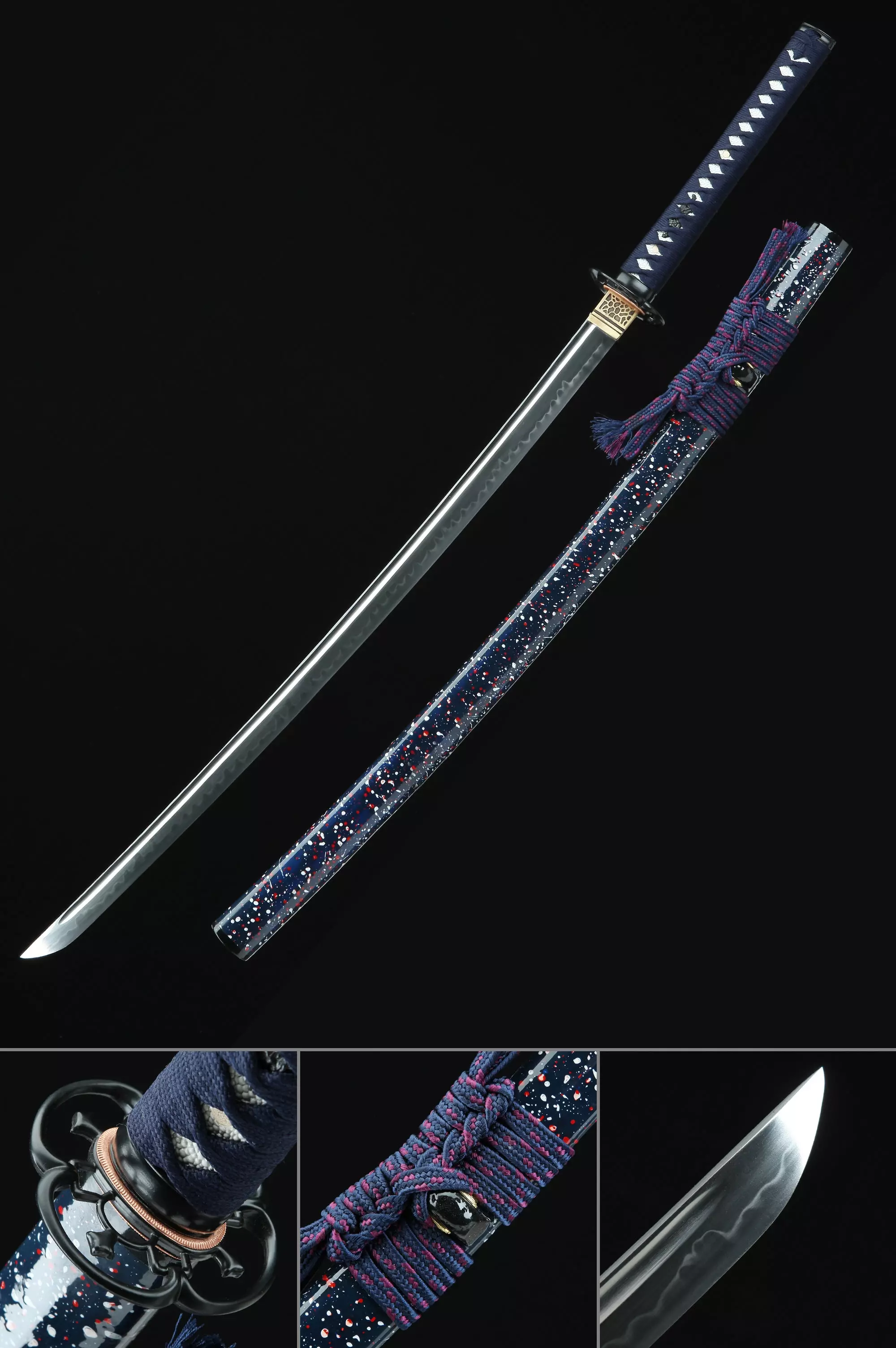 Blue Handle Katana | Authentic Japanese Katana Sword T10 Folded Clay ...