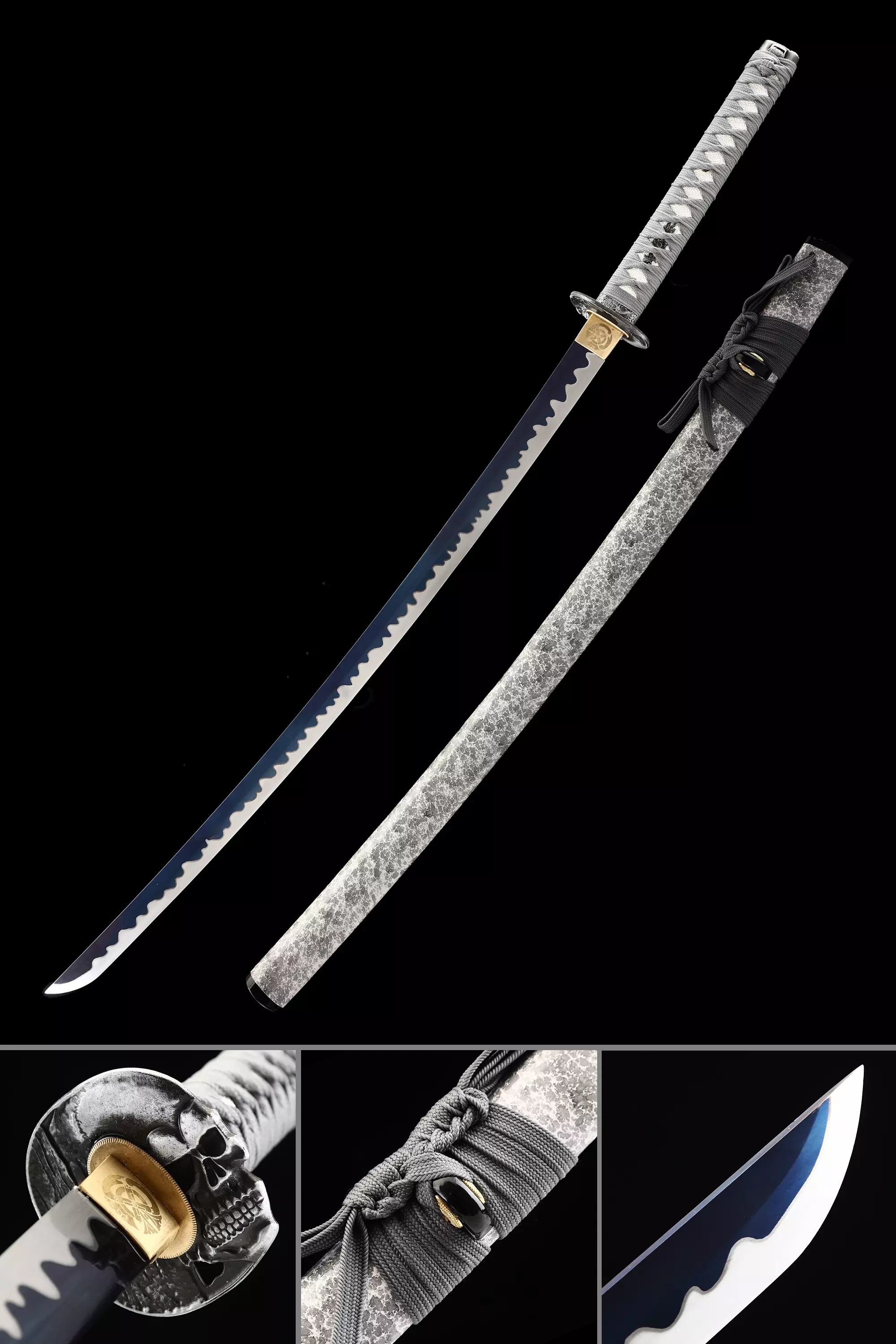 Katana Gris | Épée De Samouraï Japonais Faite à La Main Pleine Soie ...