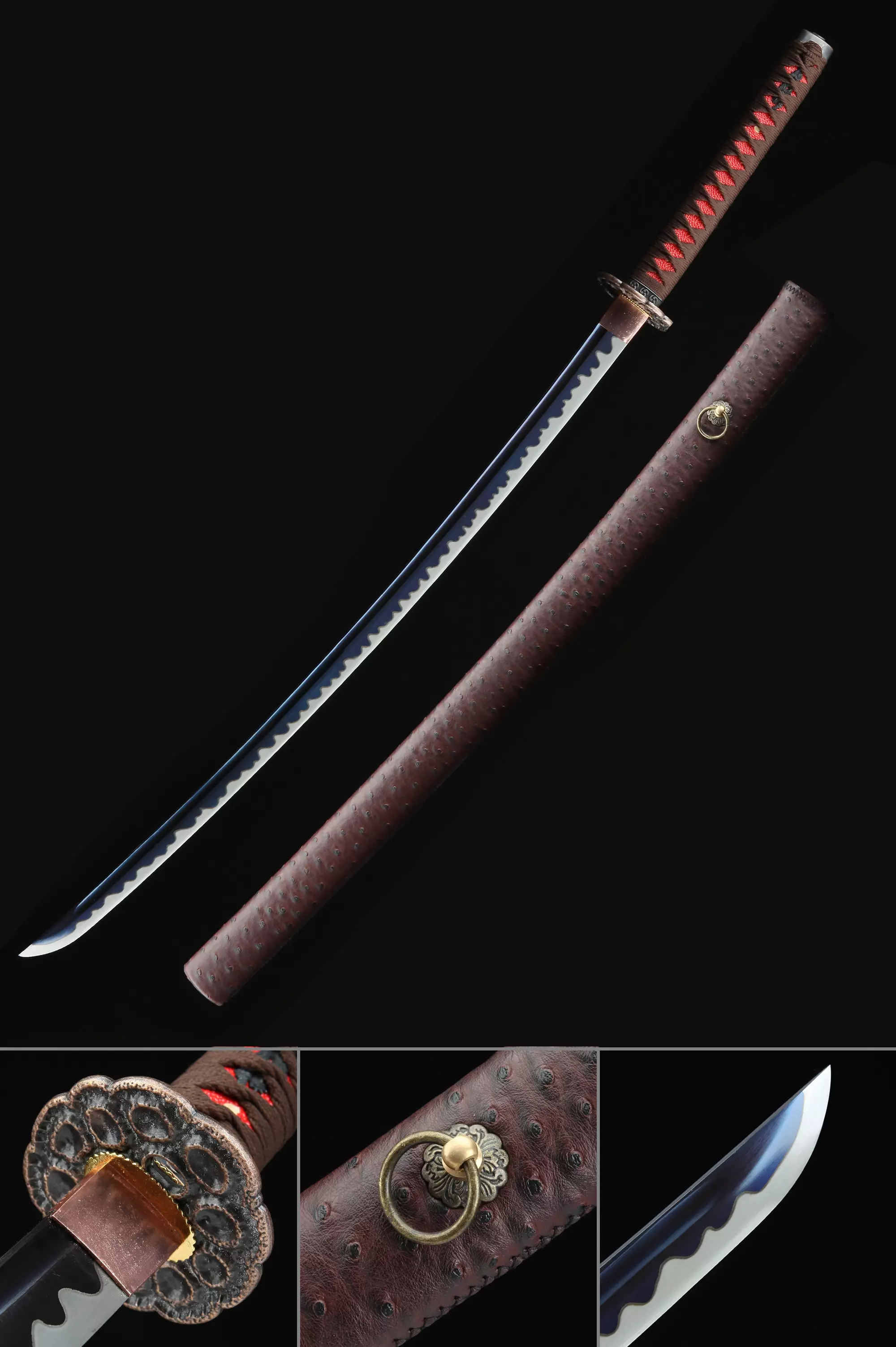 Katana à Lame Bleue | Épée De Samouraï Japonais Faite à La Main En ...