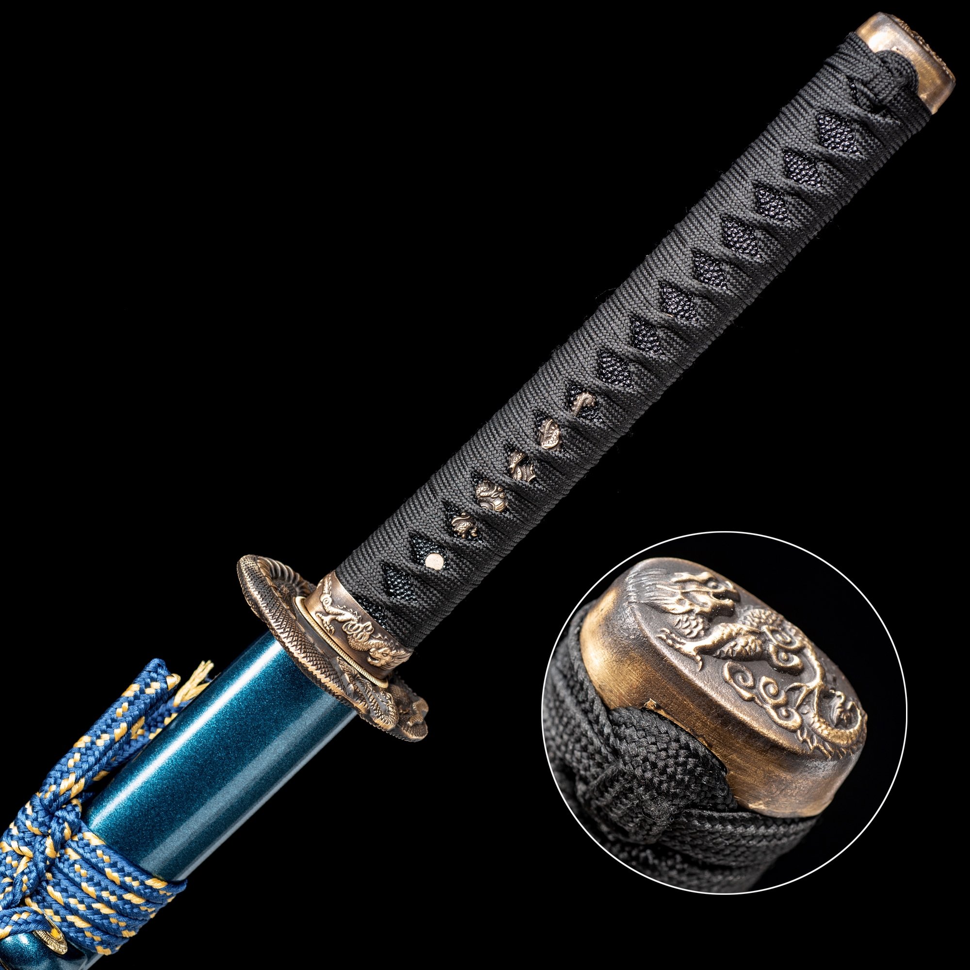 Handmade High Manganese Steel Blue Blade And Wave Theme Real Japanese ...