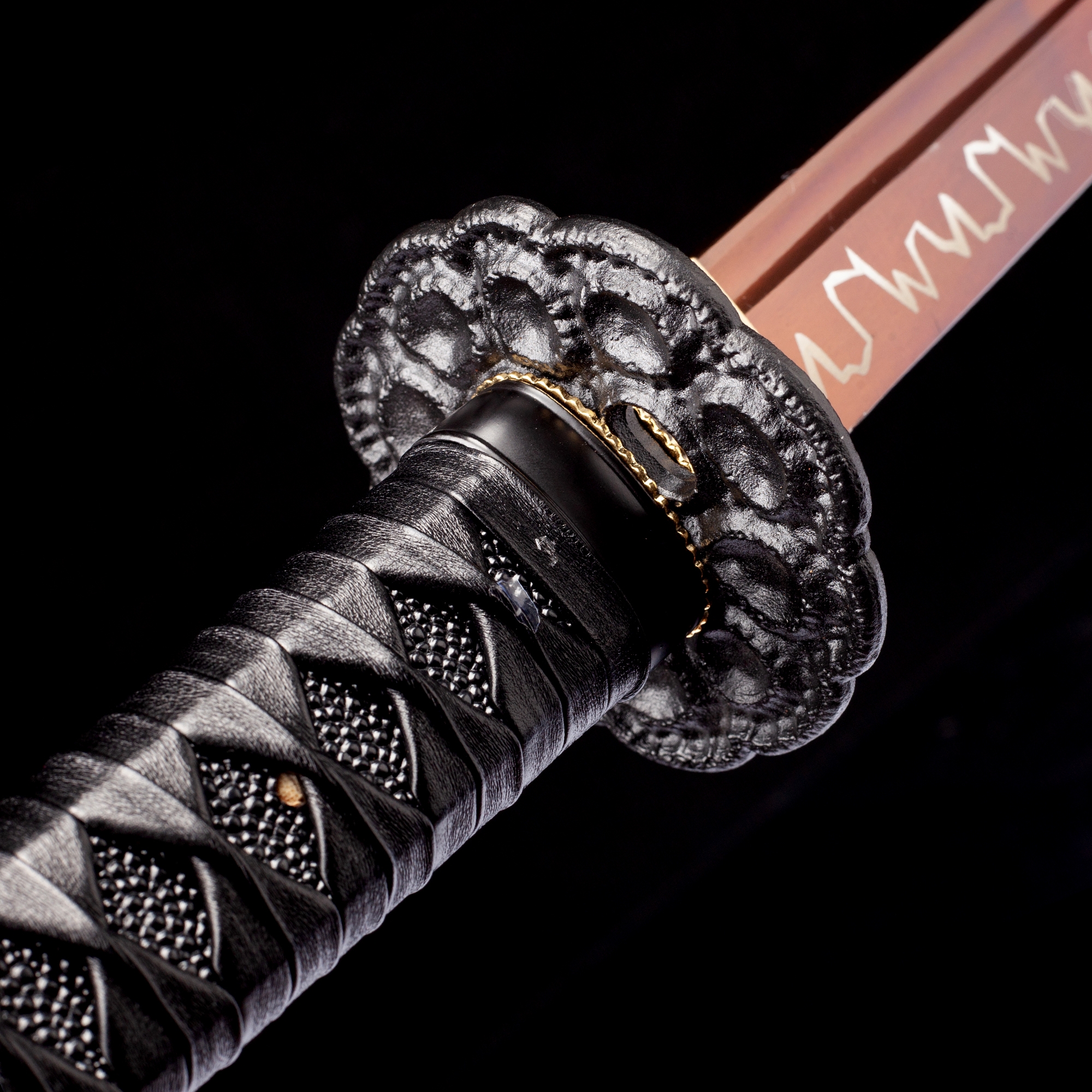 Handmade Manganese Red Blade Wave Theme Japanese Katana Samurai Swords ...