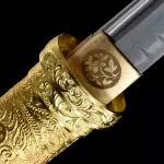 Golden Katana | Handmade Japanese Katana T10 Folded Clay Tempered Steel ...
