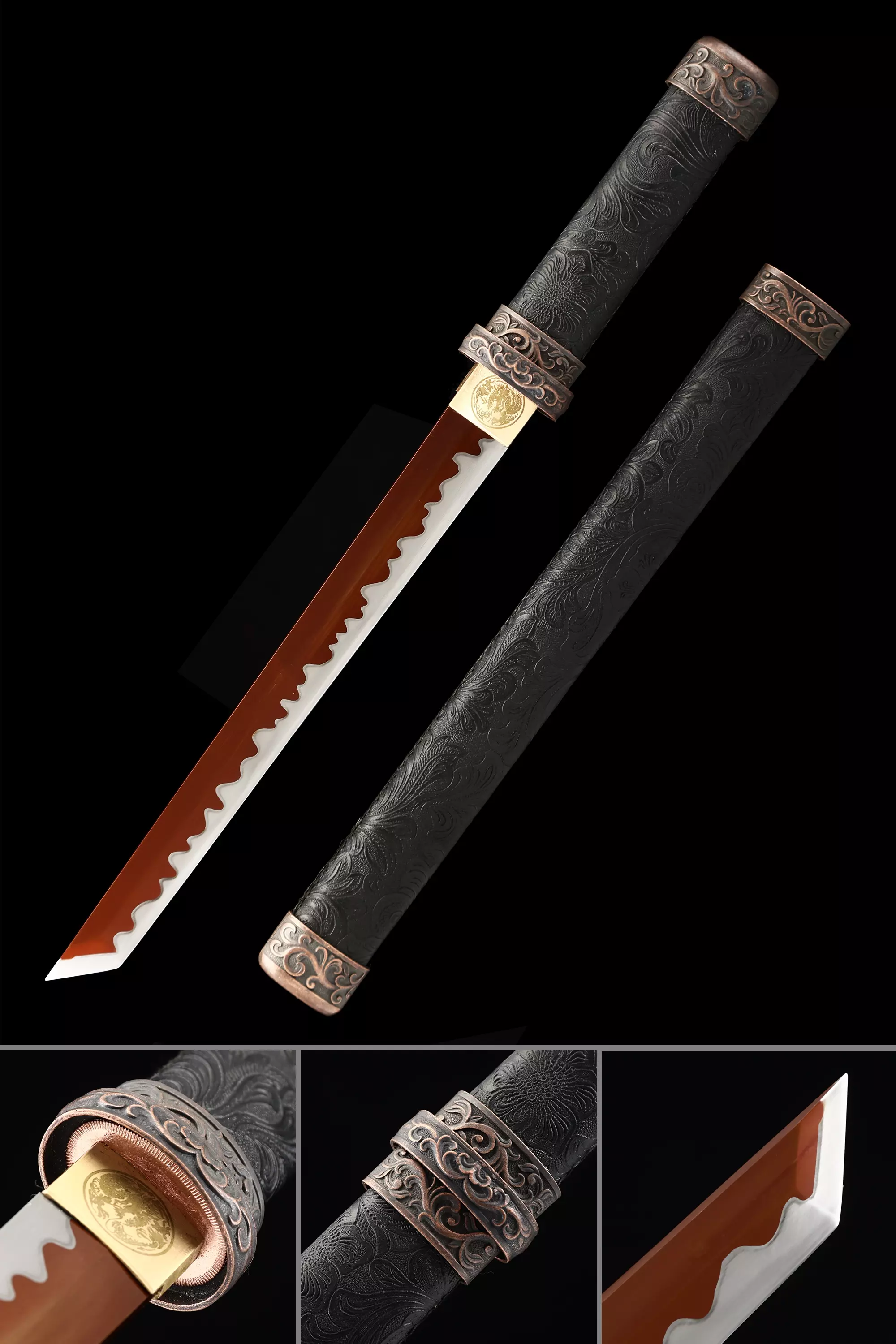Short Ninja Sword | Handmade High Manganese Steel Red Blade Japanese ...