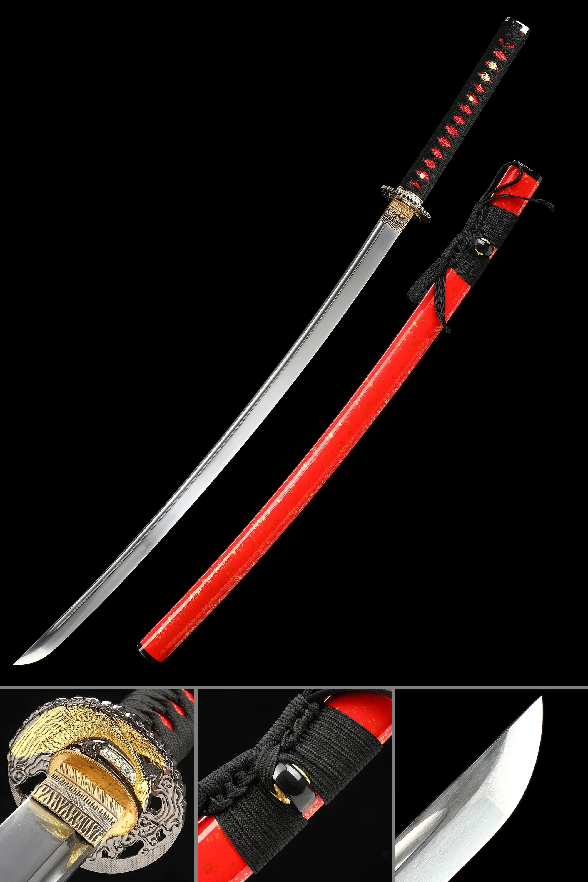 Red Katana | Handmade Full Tang Katana Sword With 1095 Carbon Steel ...