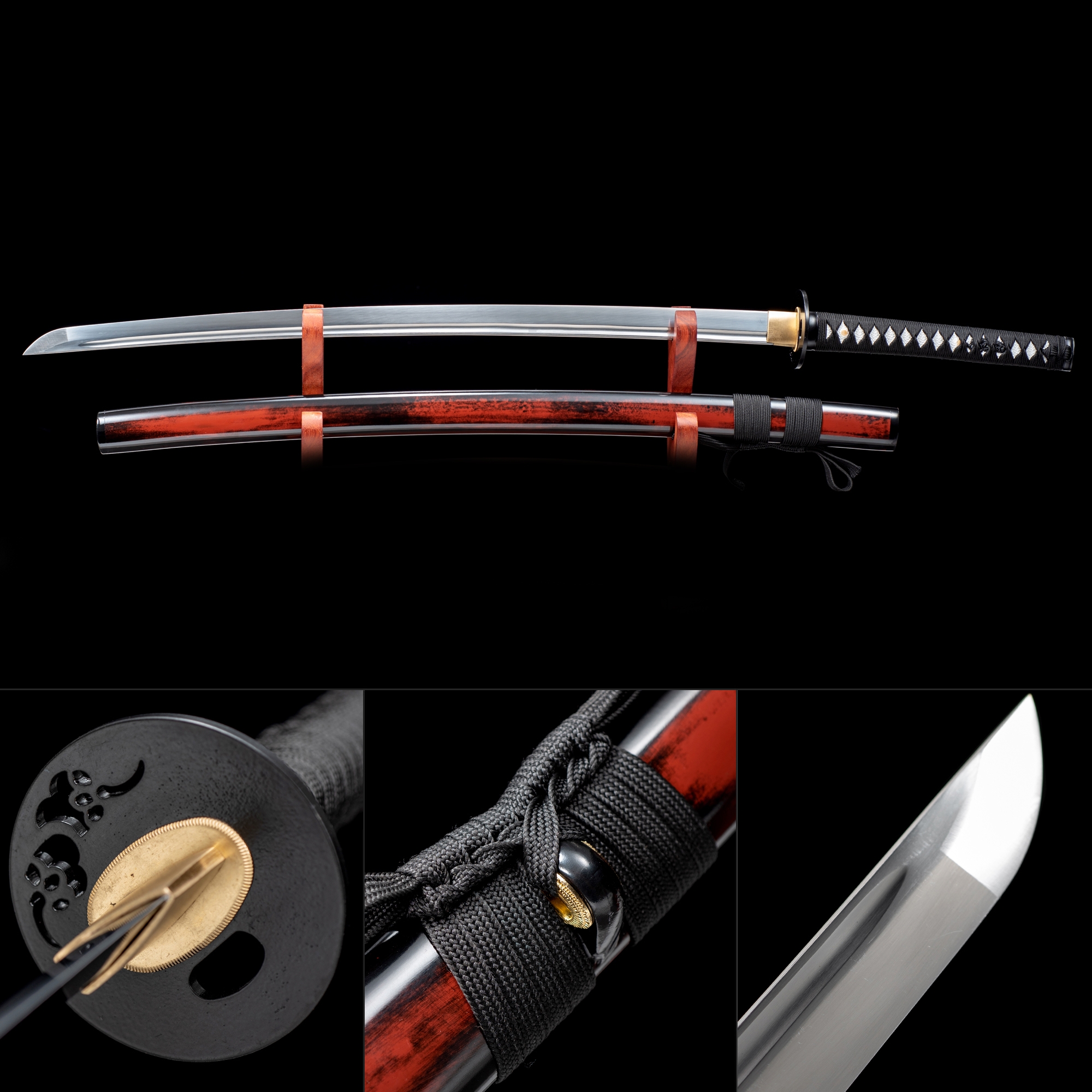 Handmade High Manganese Steel Cloud Tsuba Real Japanese Samurai Katana ...