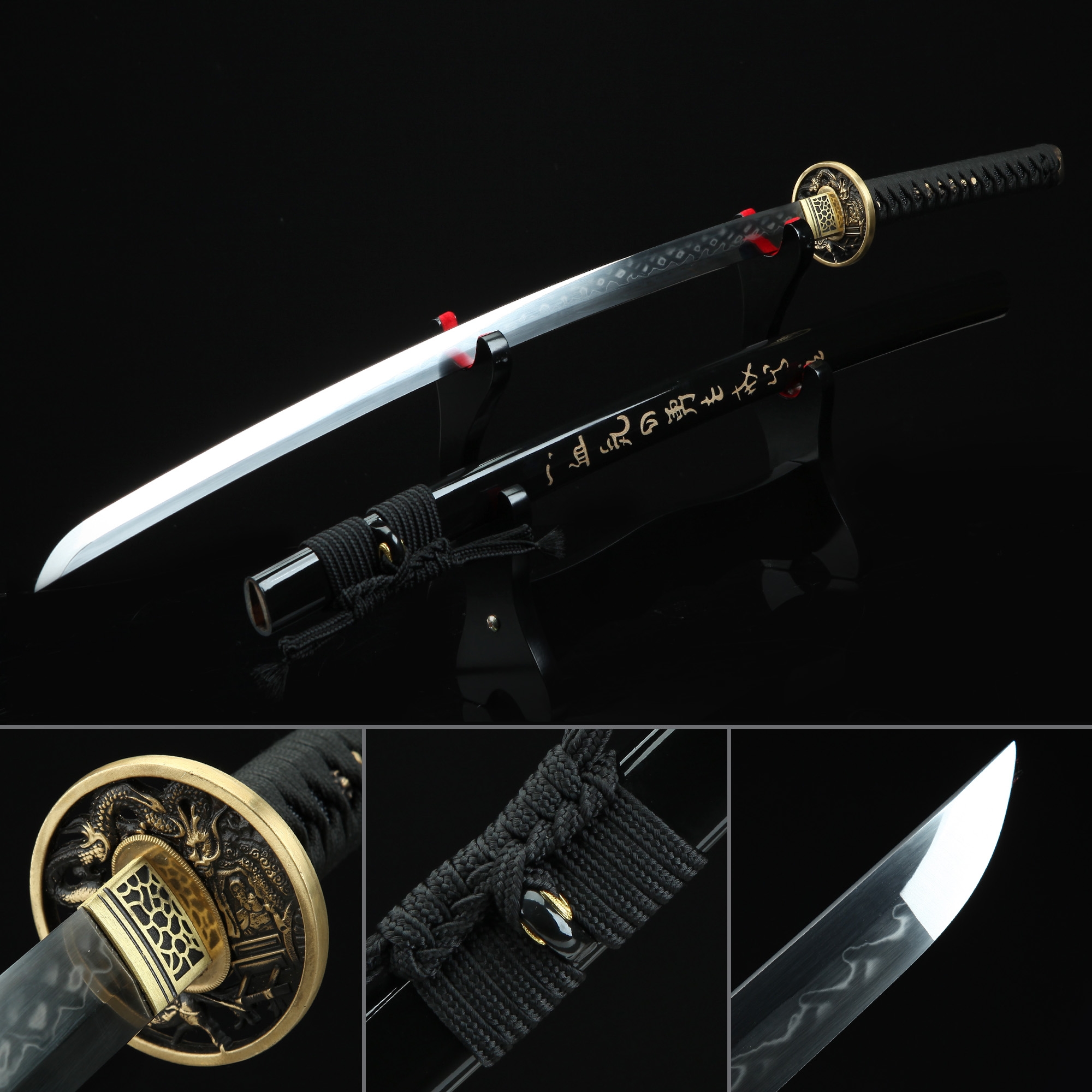 Handmade T10 Carbon Steel Authentic Hamon Japanese Katana Samurai Sword ...