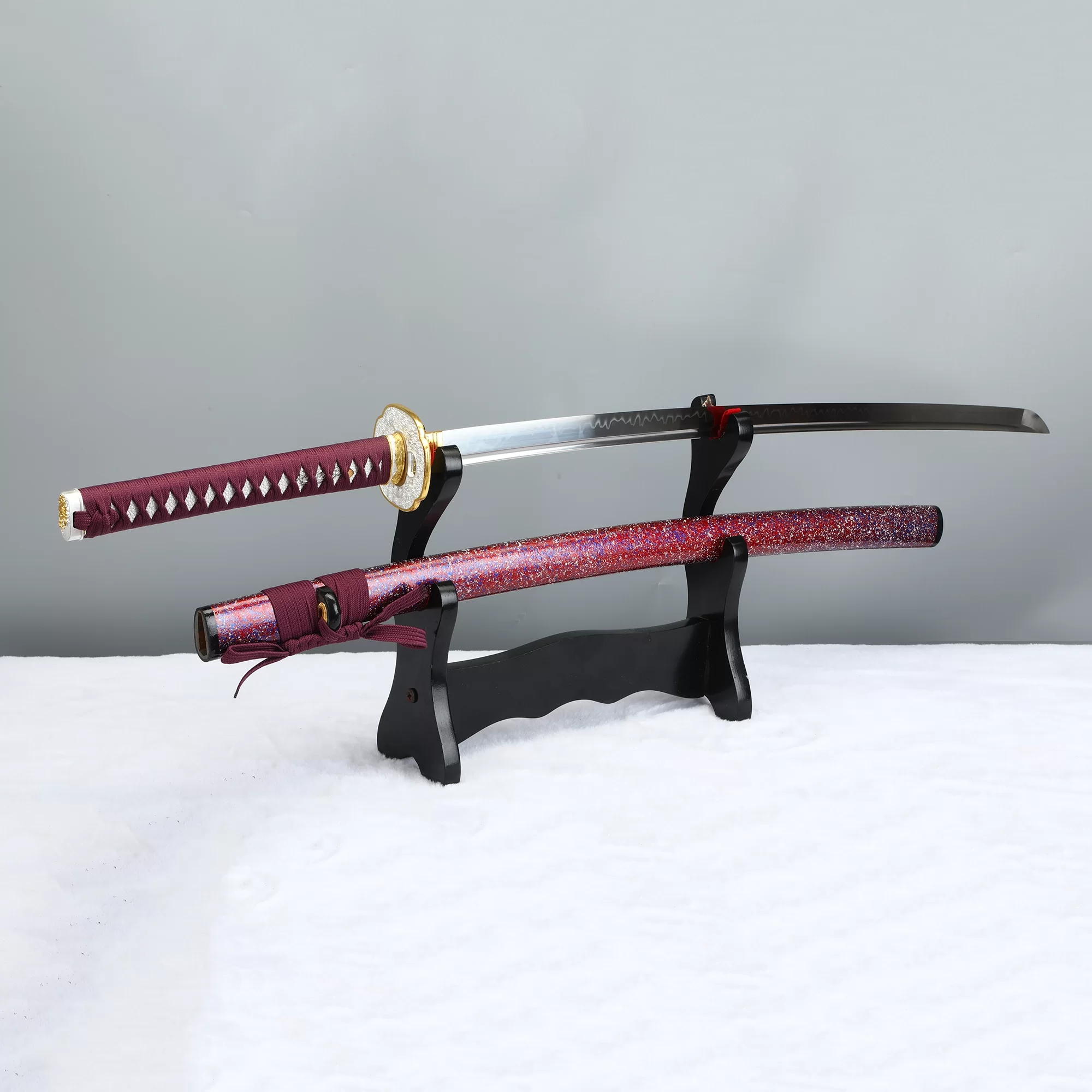 T10 Carbon Steel Real Hamon Blade Katana With Multi-colored Scabbard ...