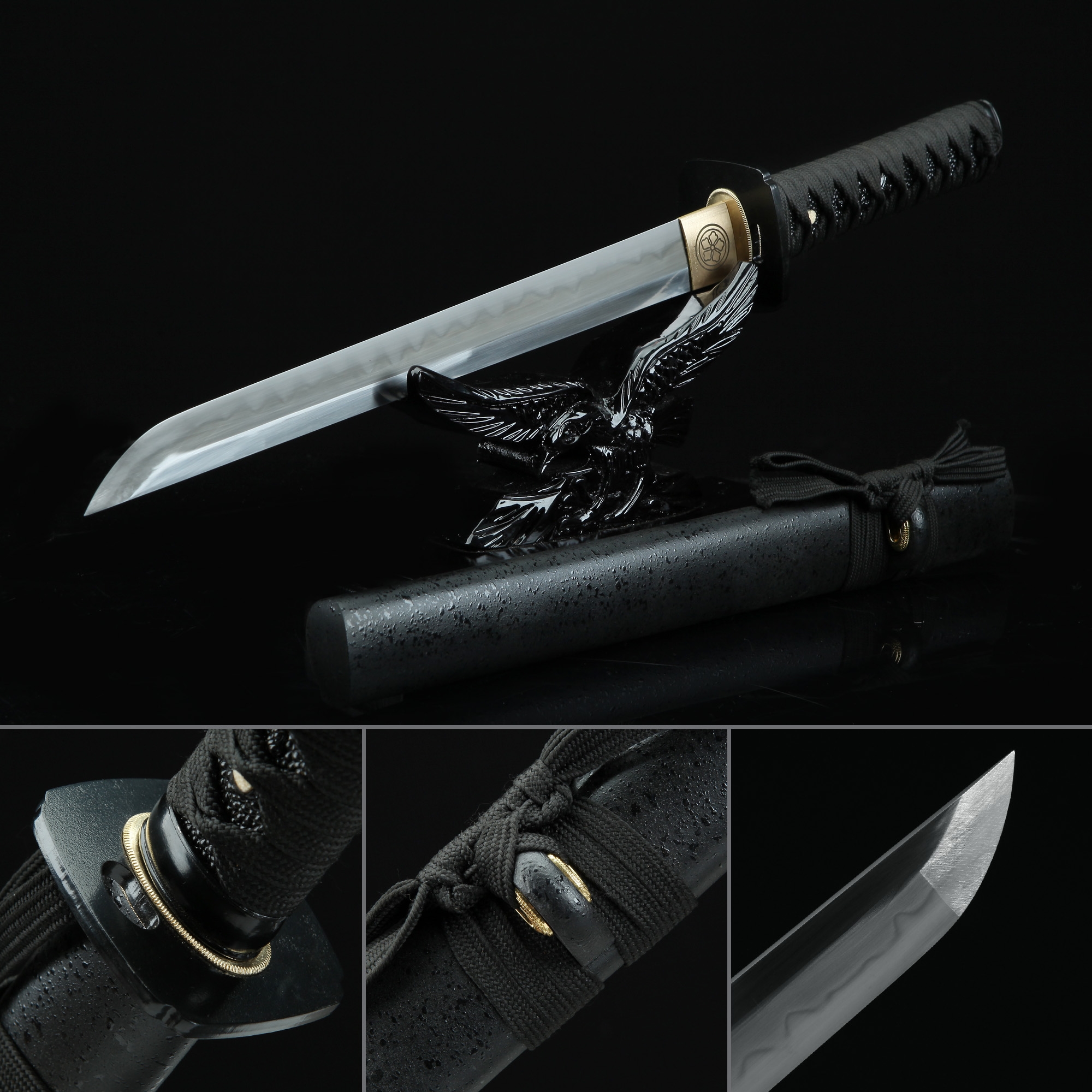 Handmade T10 Carbon Steel Real Hamon Sharpening Straight Blade Japanese ...