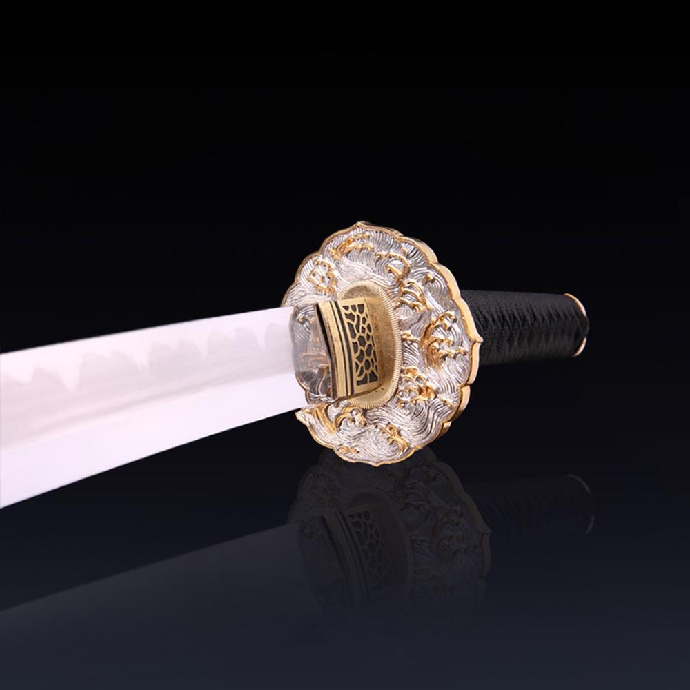 Real T10 Handmade Big Wave Style Tsuba Katana Japanese Samurai Sword ...