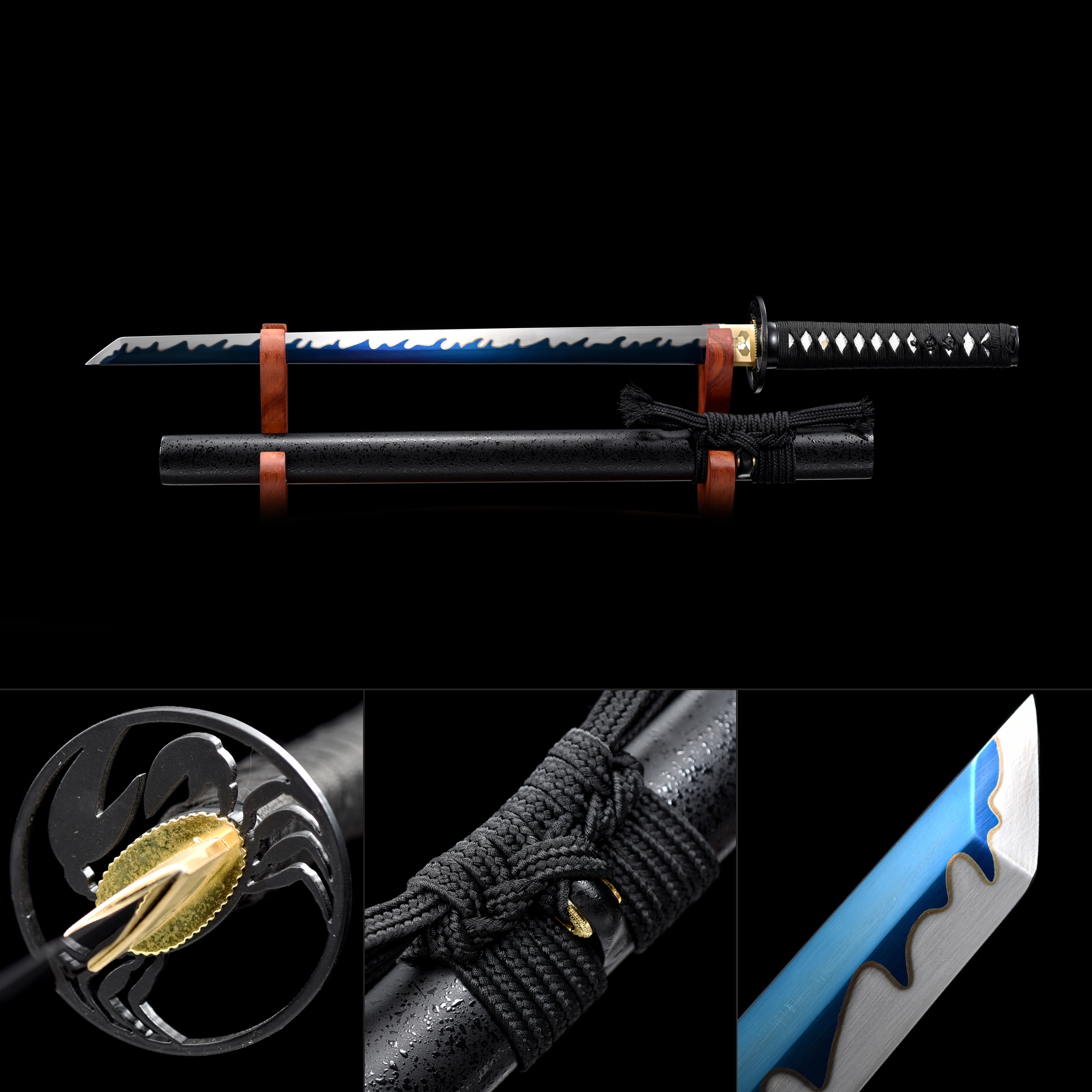 Handmade High Manganese Steel Blue Blade Real Japanese Ninjato Ninja ...