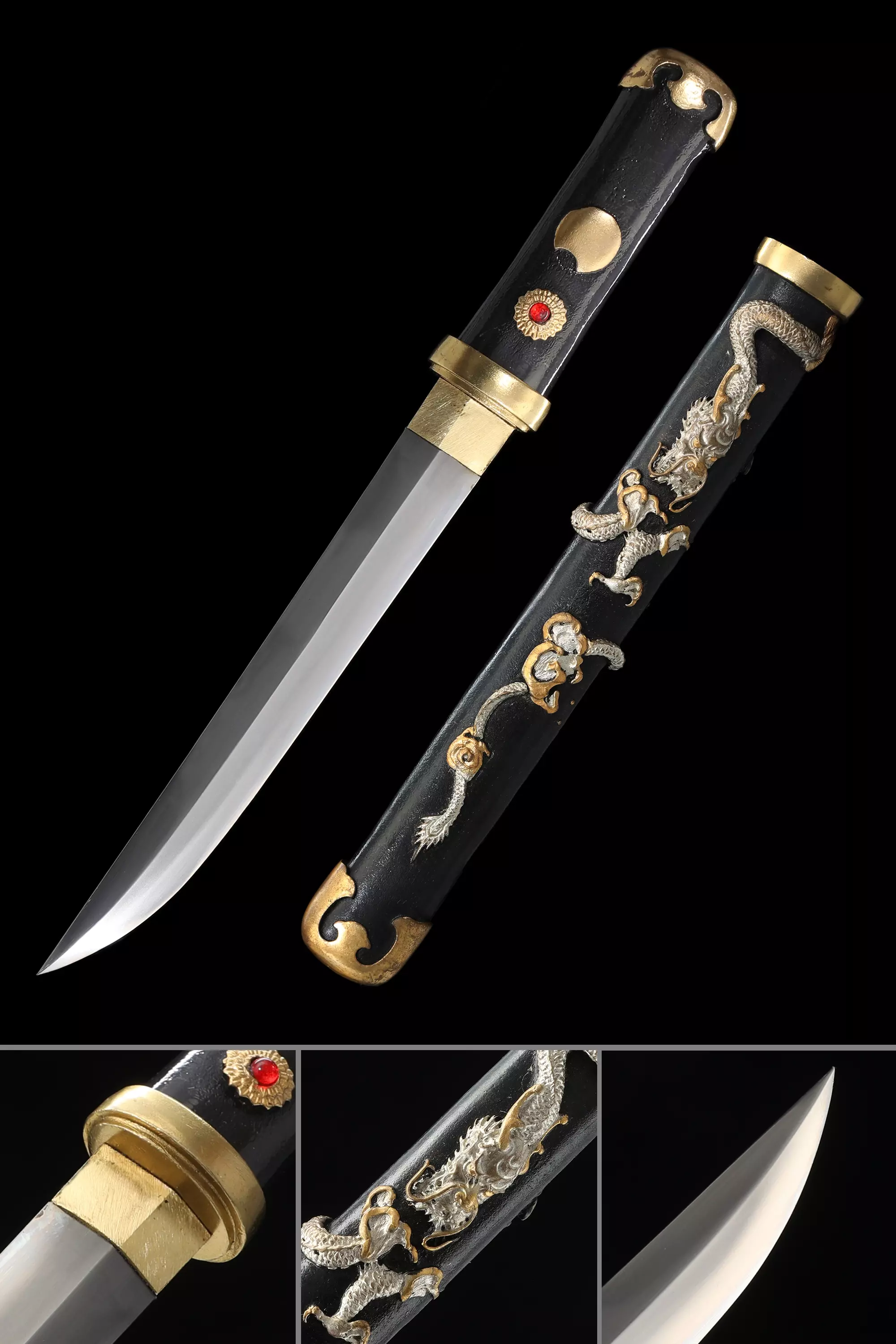Hamidashi Tanto | Handmade Japanese Tanto Sword With Black Saya ...