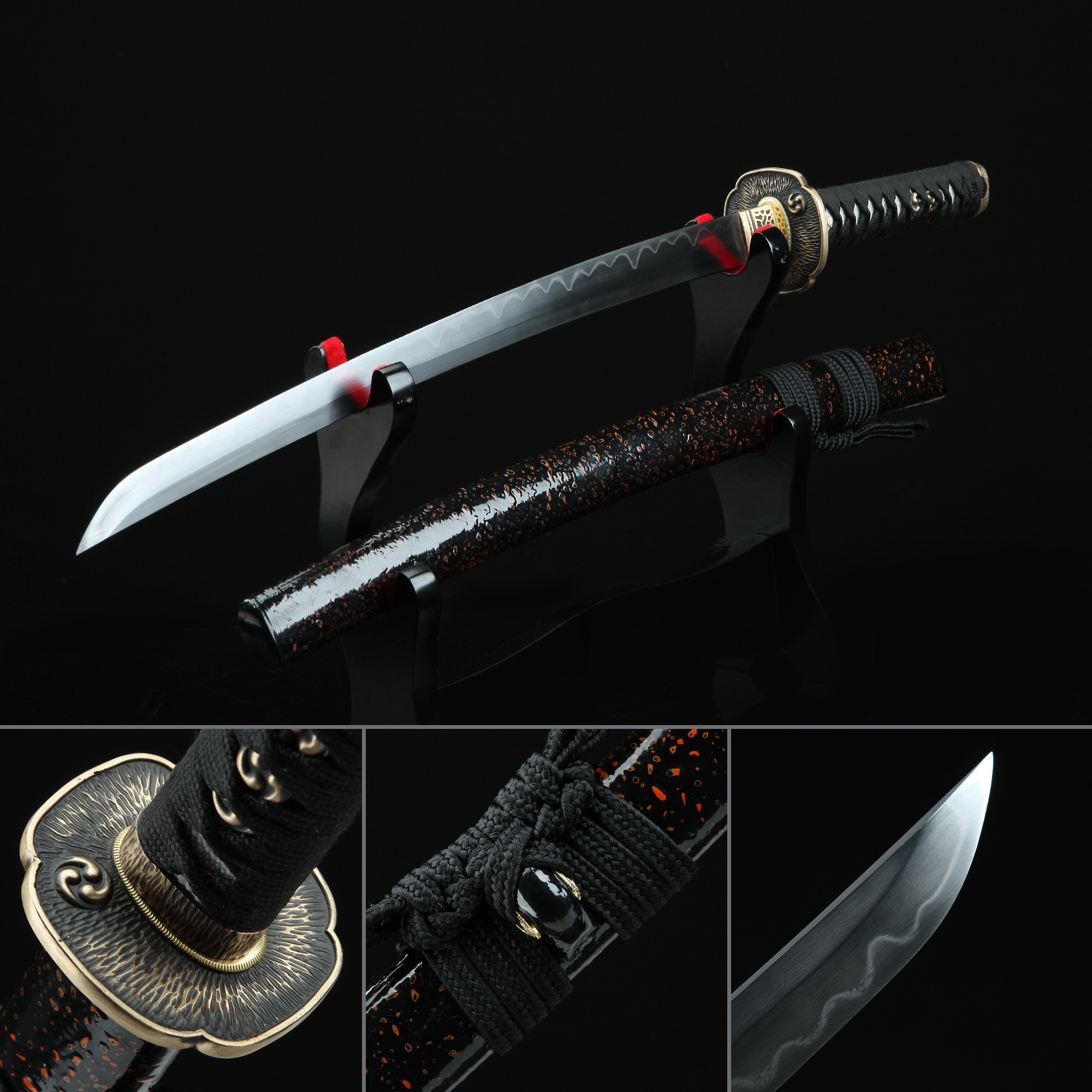 High-performance Pattern Steel Sharpening Real Japanese Wakizashi Sword ...