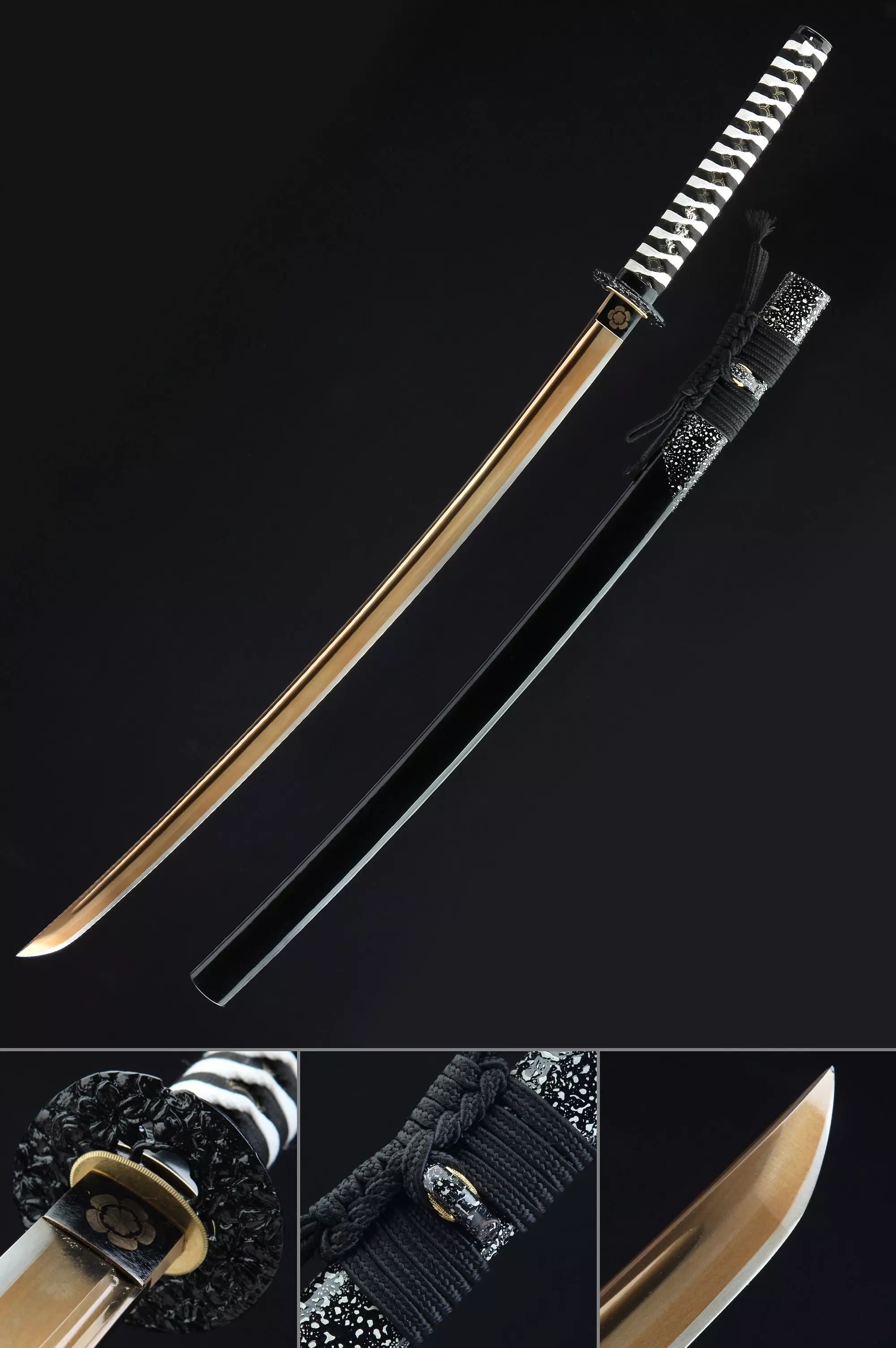 Black And Golden Katana | Handmade Japanese Katana Sword 1060 Carbon ...