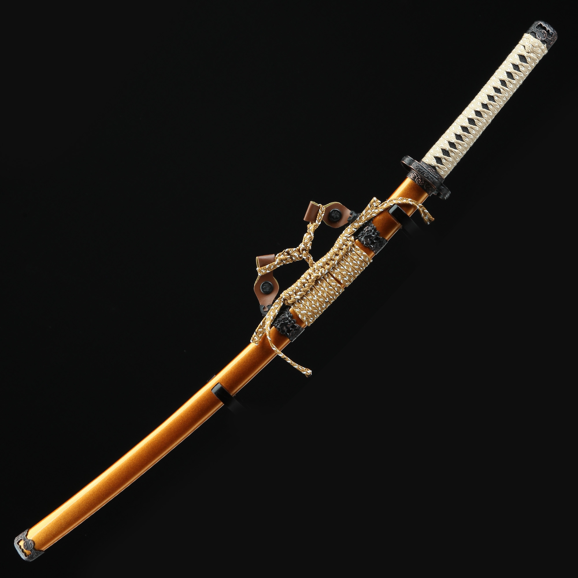 Handmade Spring Steel Real Japanese Katana Samurai Sword With Orange ...