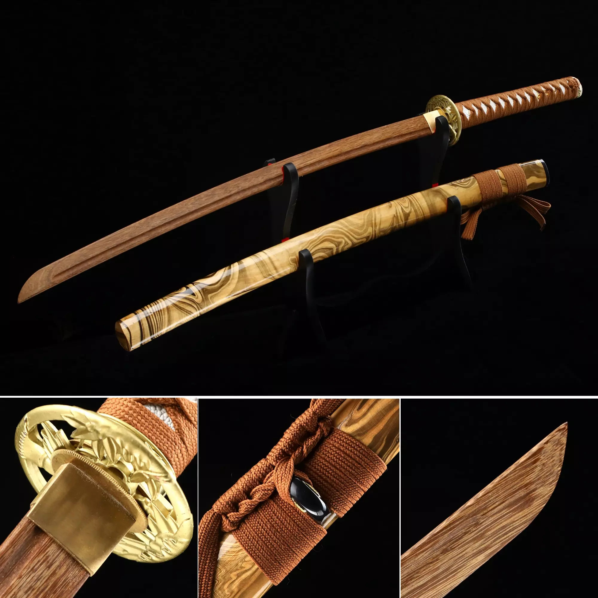 Wooden Katana | Handmade Japanese Wooden Unsharp Katana Sword With ...