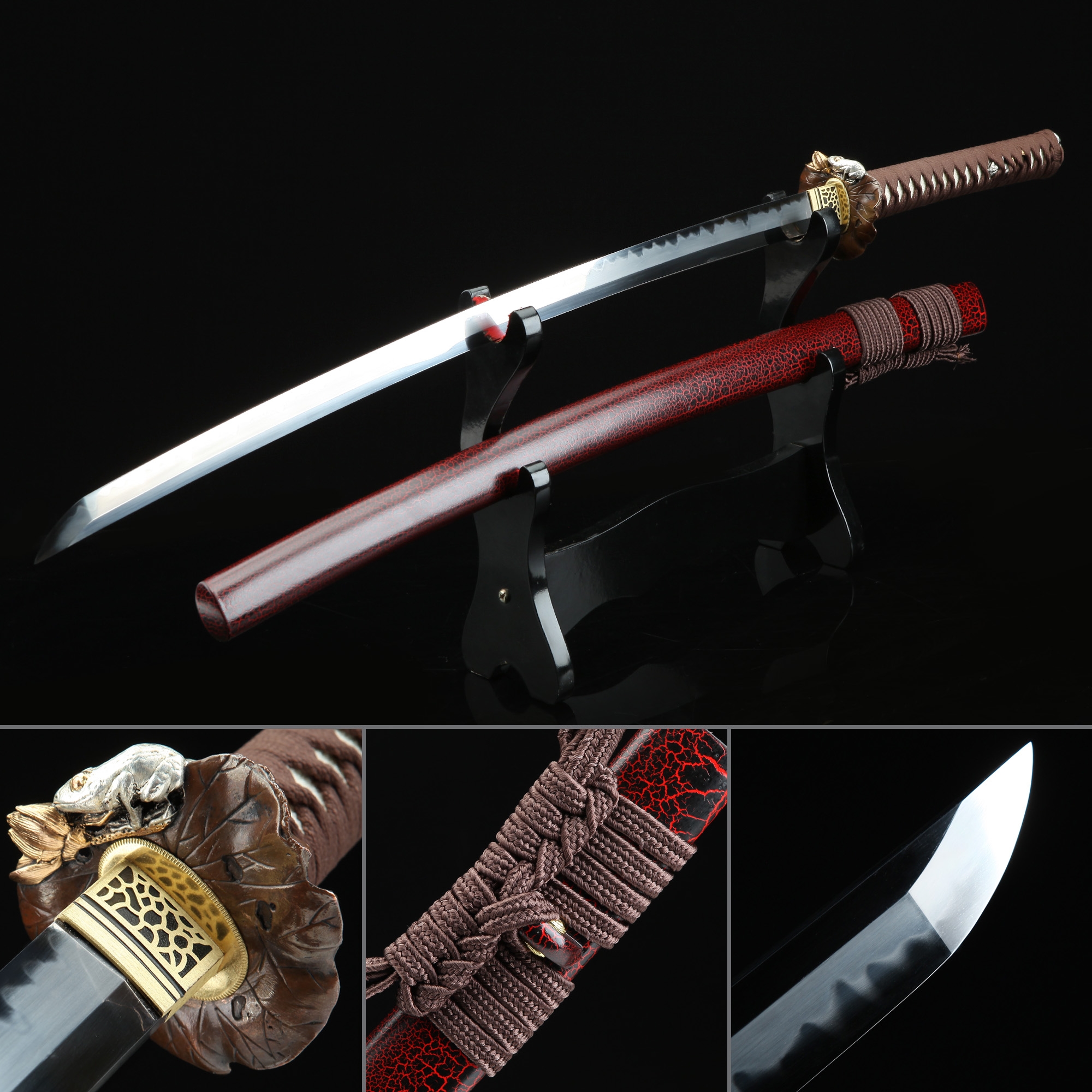 Handmade Gold Plated Lotus Flower Tsuba T10 Carbon Steel Japanese ...