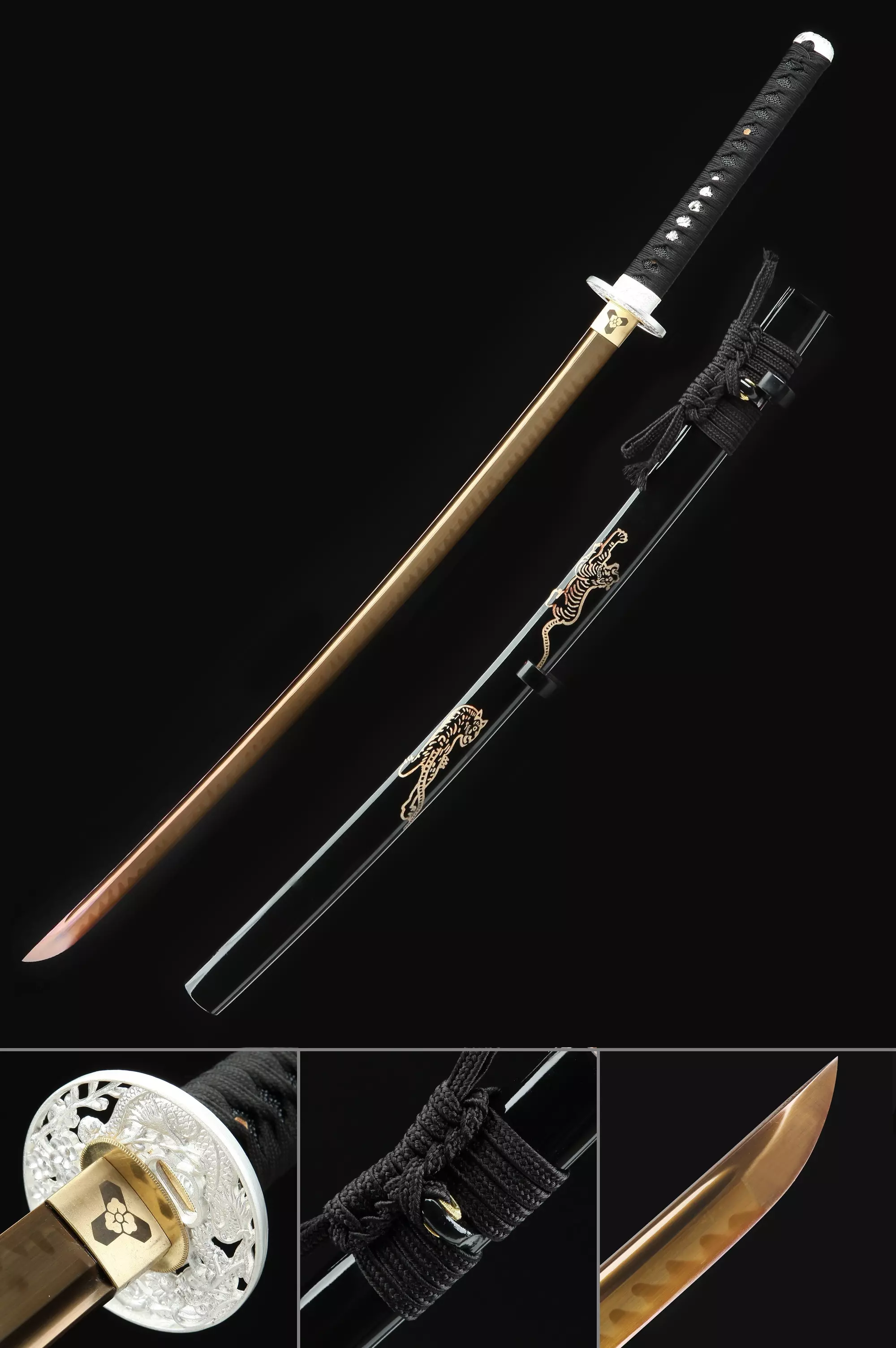 Japanese Katana | Handmade Japanese Katana T10 Carbon Steel With Rose ...