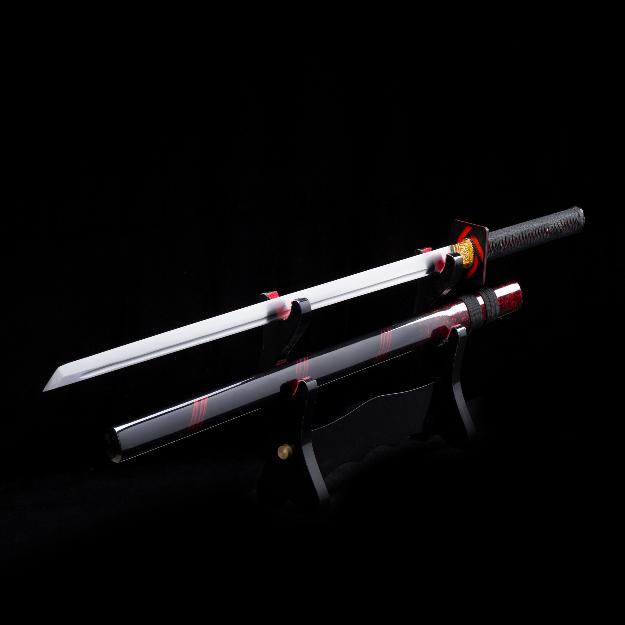 Handmade Straight Blade Chokuto Japanese Ninjato Swords With Black ...