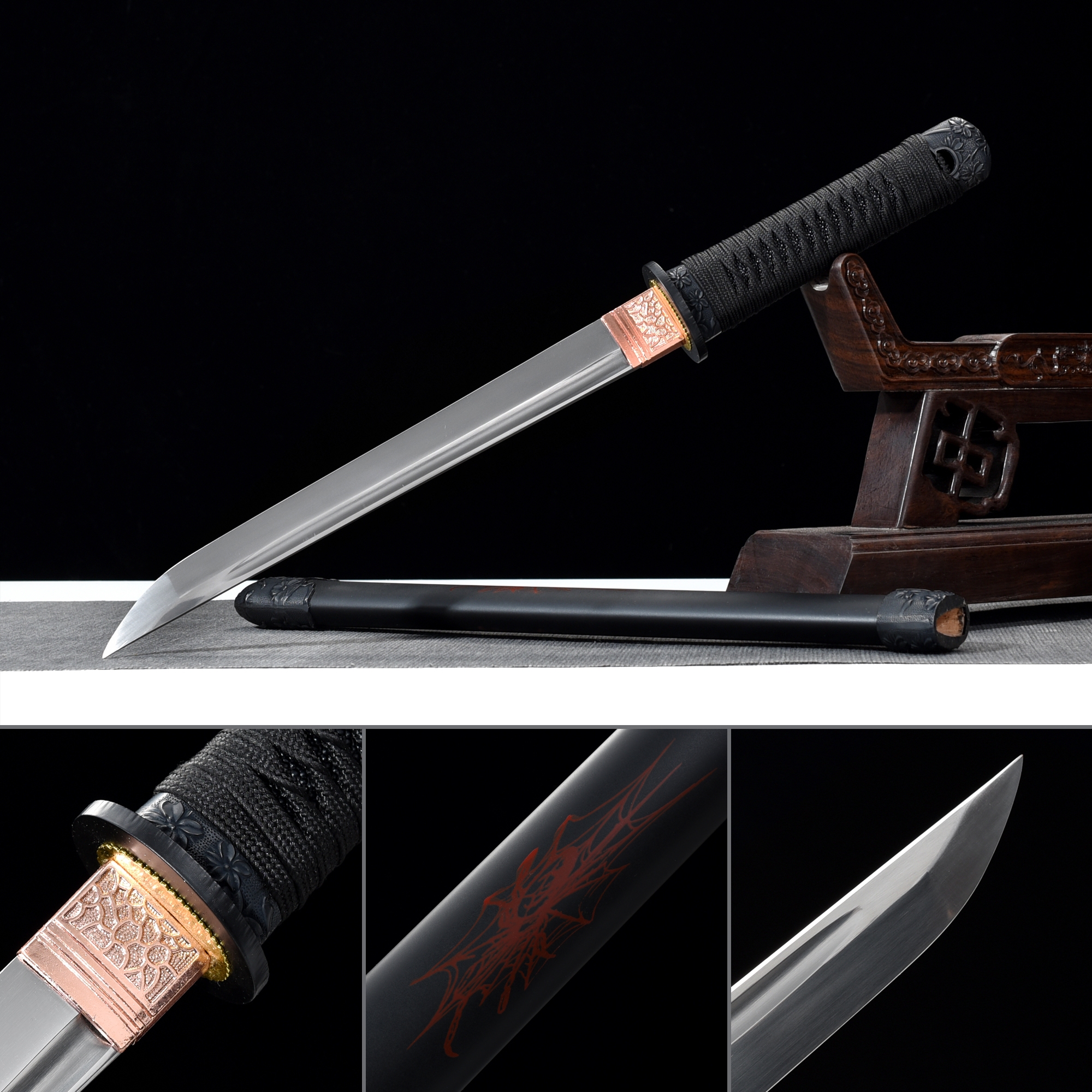 Handmade High Manganese Steel Real Japanese Samurai Hamidashi Tanto Swords - TrueKatana