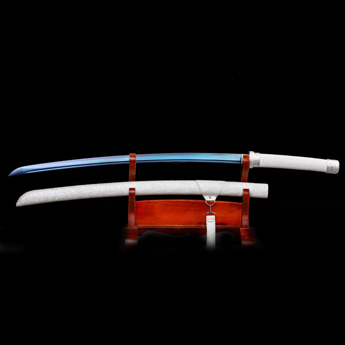 Handmade High Manganese Steel Blue Blade And Leather Saya Real Japanese ...