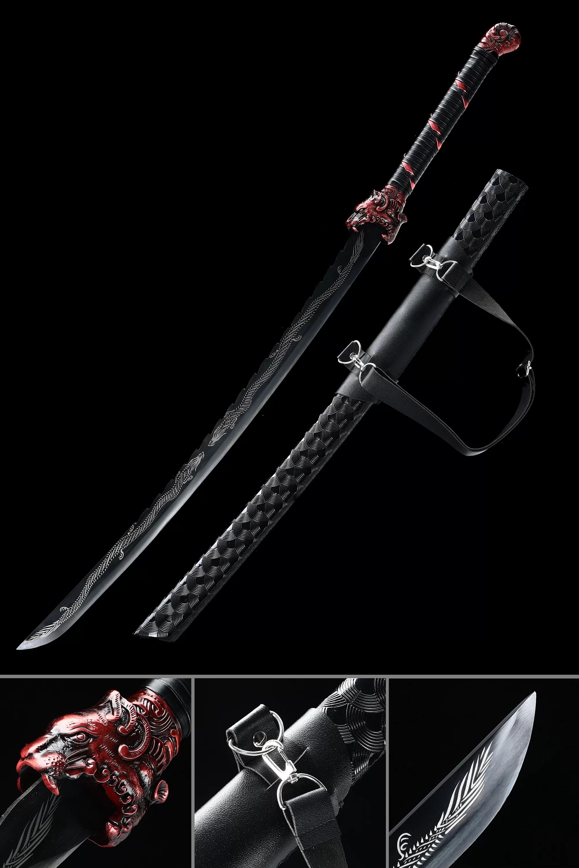 Handmade Full-tang 1065 Carbon Steel Fantasy Sword With Dragon-themed ...