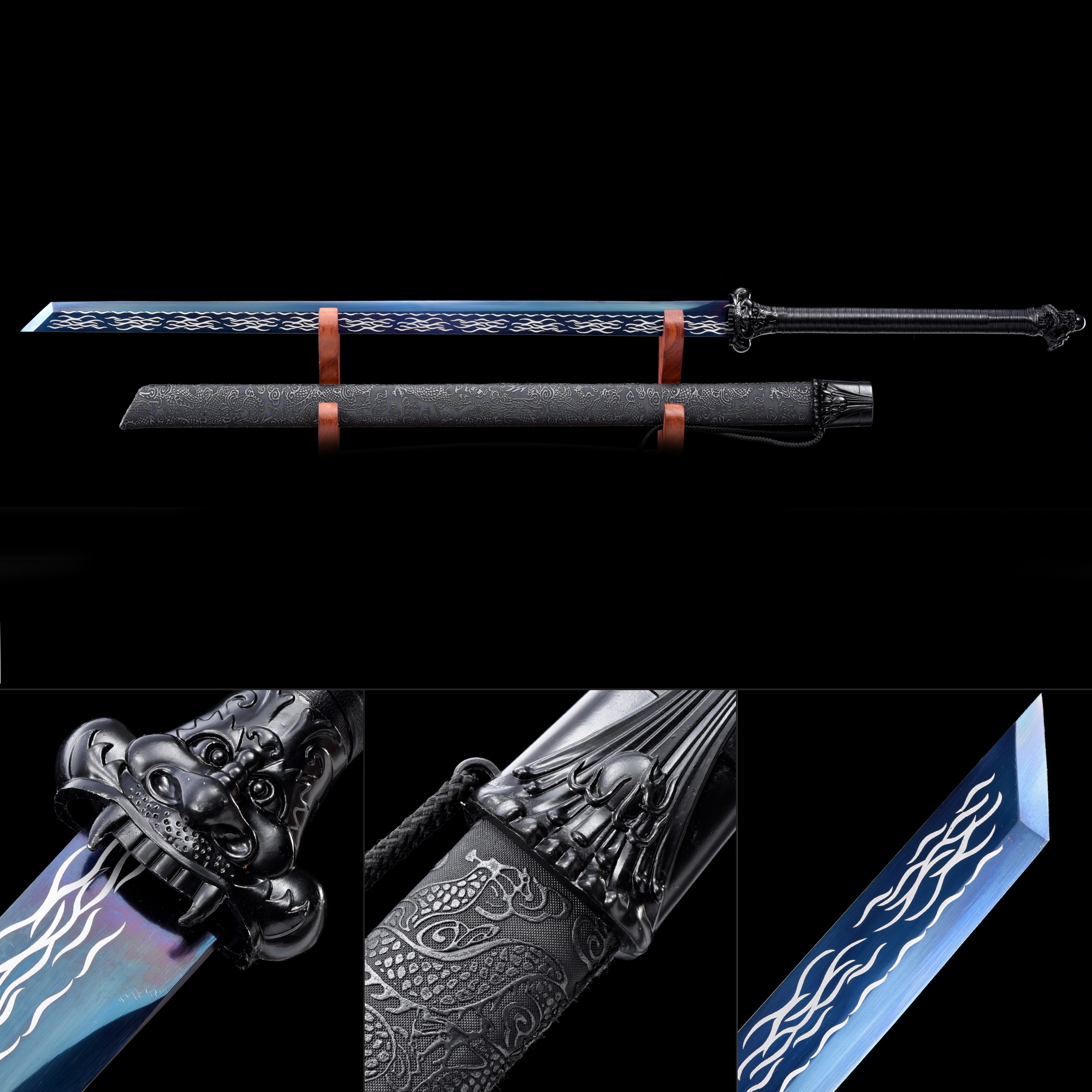 Handmade High Manganese Steel Blue Blade Real Japanese Ninjato Ninja ...