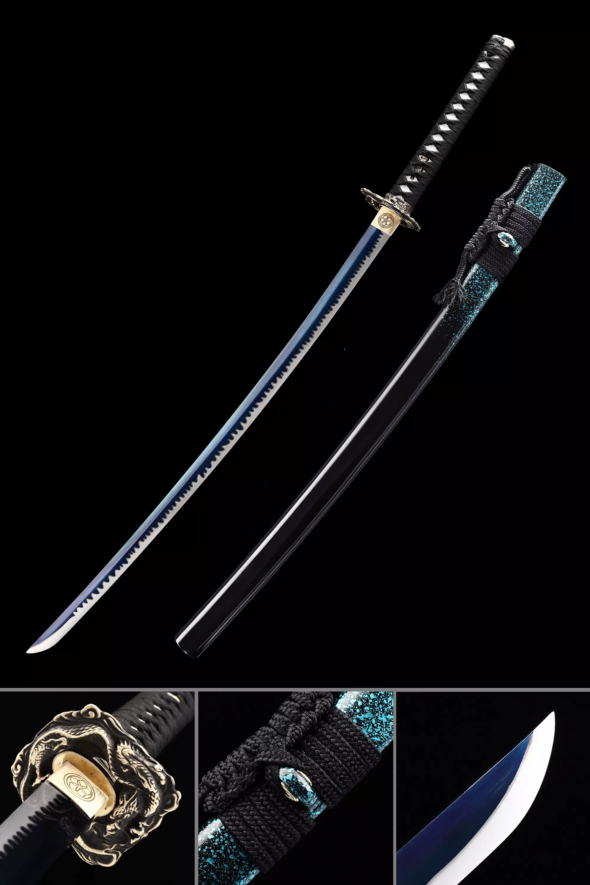 Katana De Acero Azul | Espada Samurái Japonesa Hecha A Mano Full Tang ...