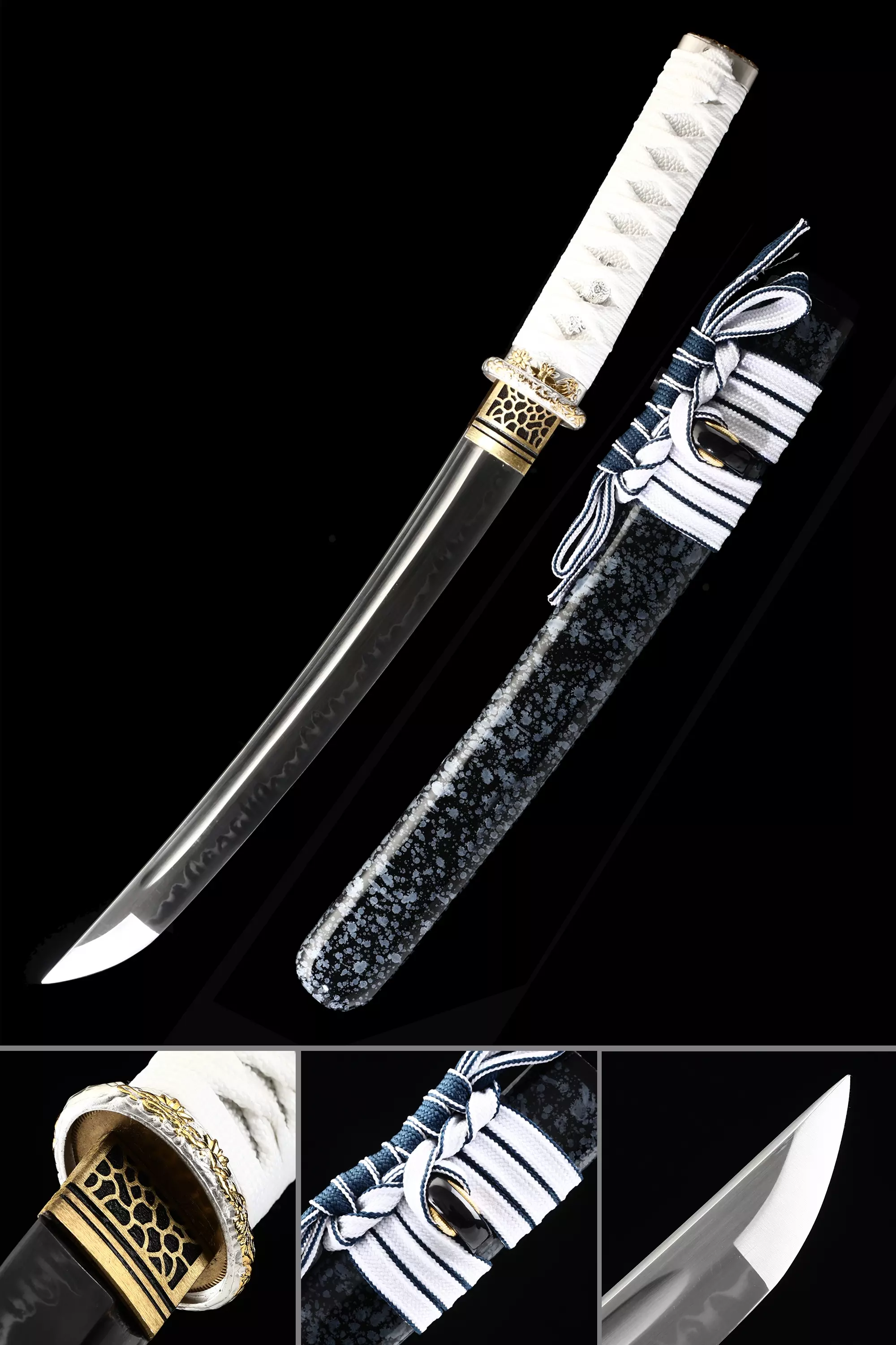 Short Katana | Handmade Tanto Sword T10 Carbon Steel Real Hamon With ...