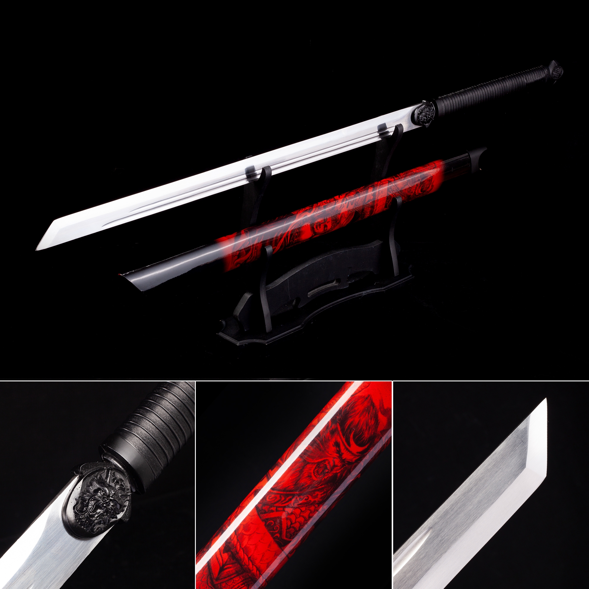 Handmade Manganese Steel Straight Blade Japanese Ninjato Ninja Swords ...