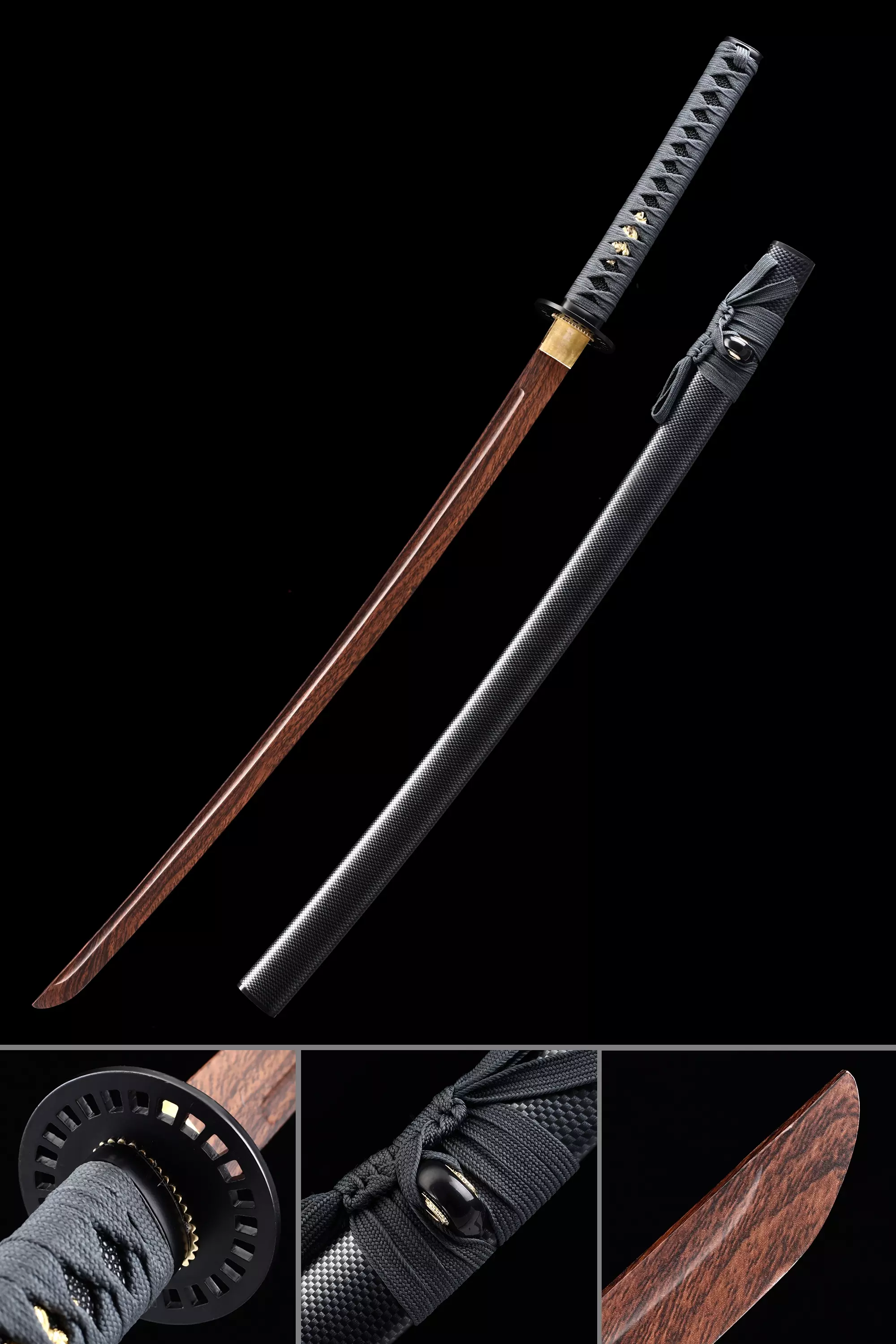 Iaito Katana Sword | Handmade Aluminum Brown Blade Blunt Unsharpened ...