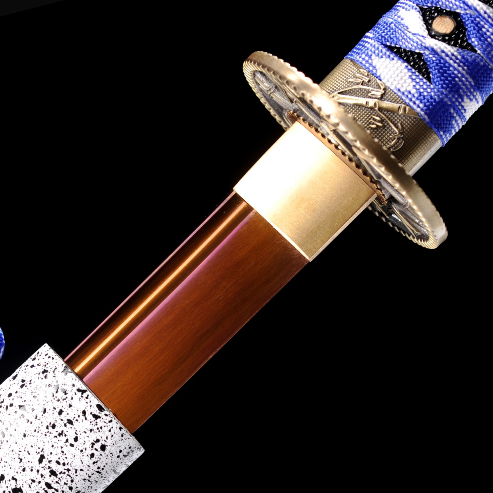 Hand Forged Rose Gold Blade Katana Samurai Swords With Granite Style ...