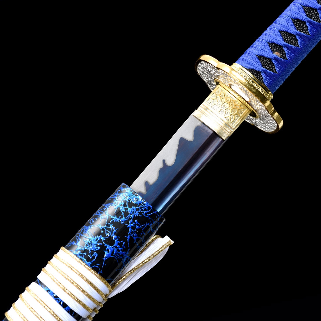Handmade 1045 Carbon Steel Blue Blade Full Tang Real Japanese Katana ...