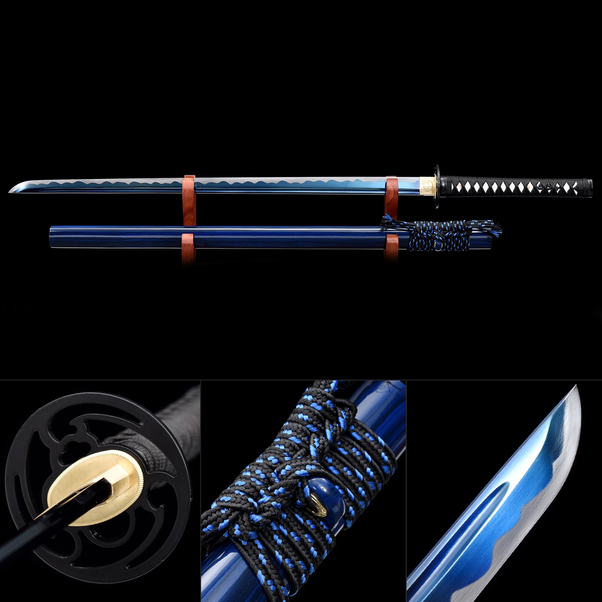 Handmade High Manganese Steel Blue Blade Real Japanese Ninjato Ninja ...