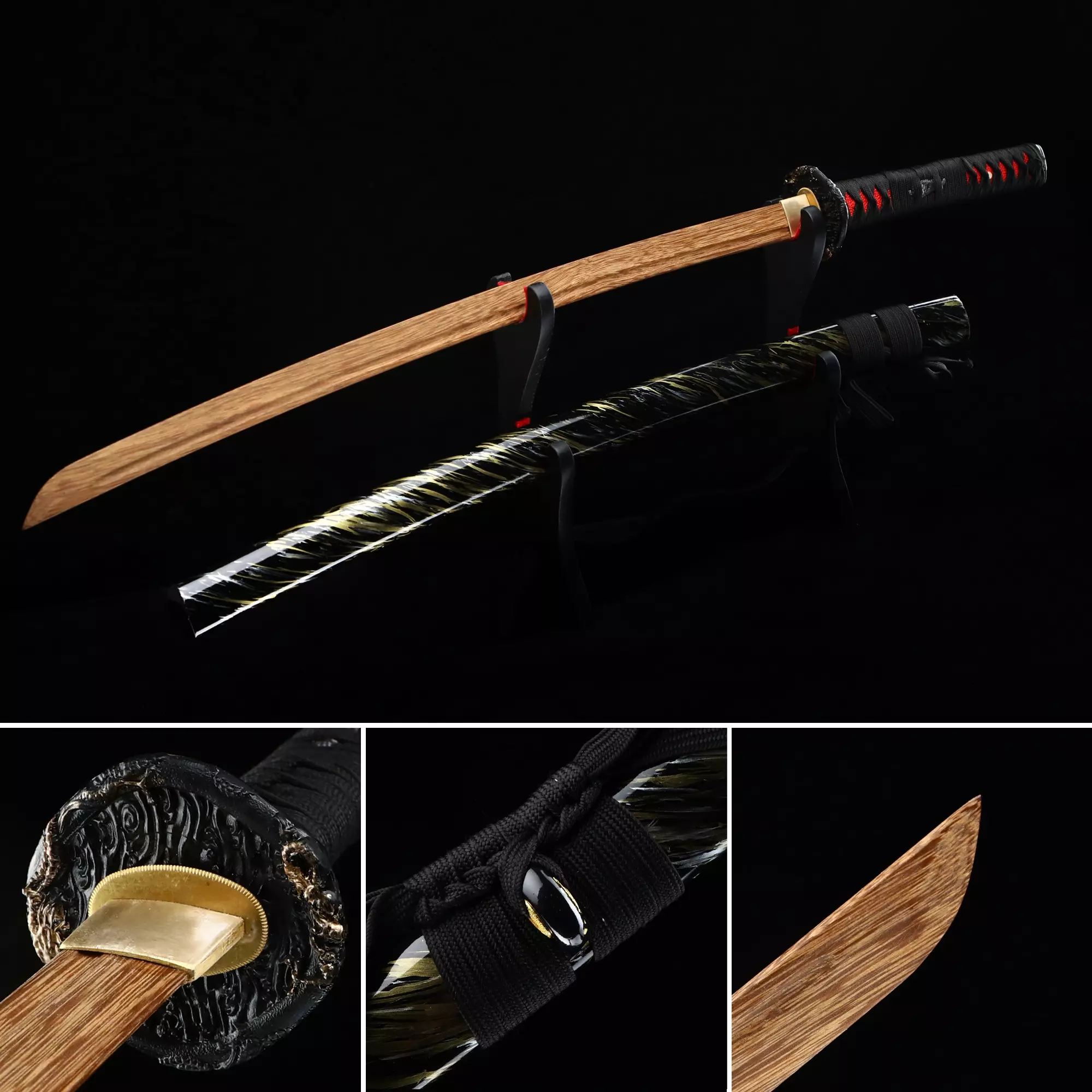 Wooden Katana | Handmade Wooden Unsharp Katana Sword With Brown Blade ...