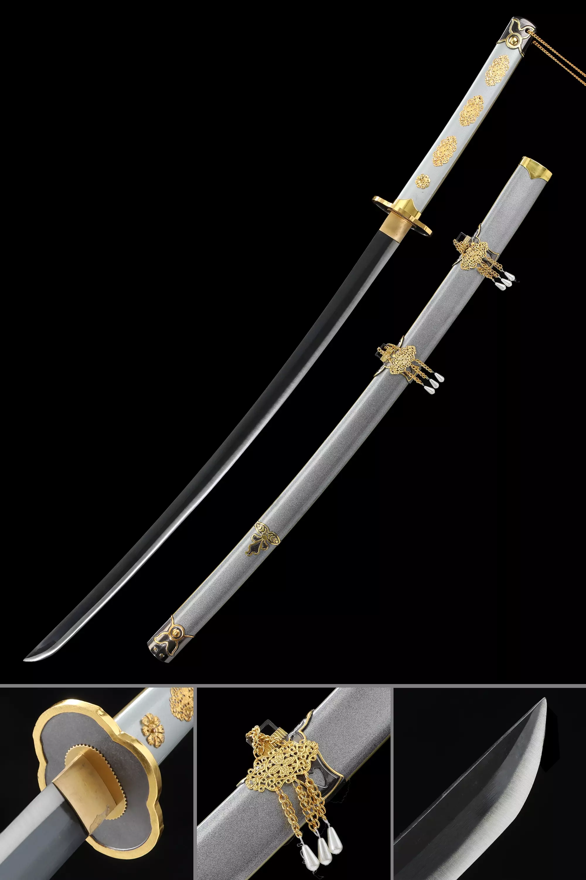 Tachi Sword | Touken Ranbu Tsurumaru Kuninaga Silver Tachi Sword ...