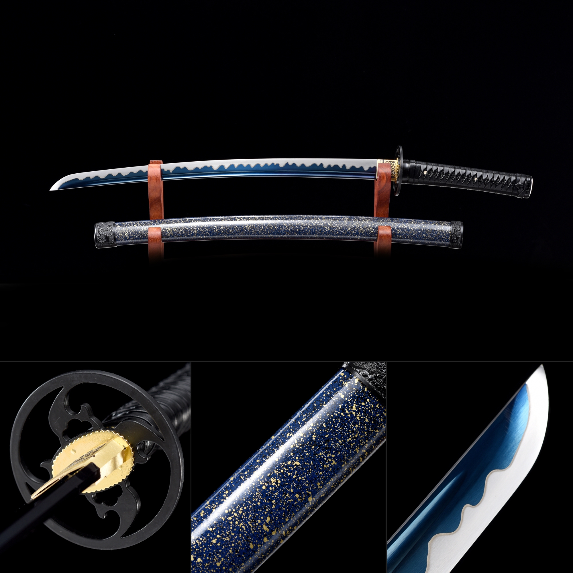Handmade High Manganese Steel Blue Blade Real Japanese Wakizashi Sword ...
