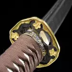 Kodachi Sword | Damascus Steel Tachi Sword with Brown Saya, Black-Gold ...