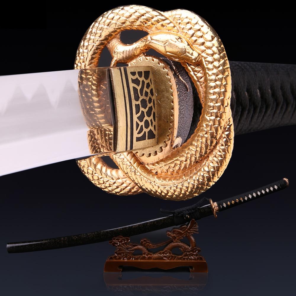Serpent D'or Fait à La Main Tsuba Véritable épée Japonaise Katana ...