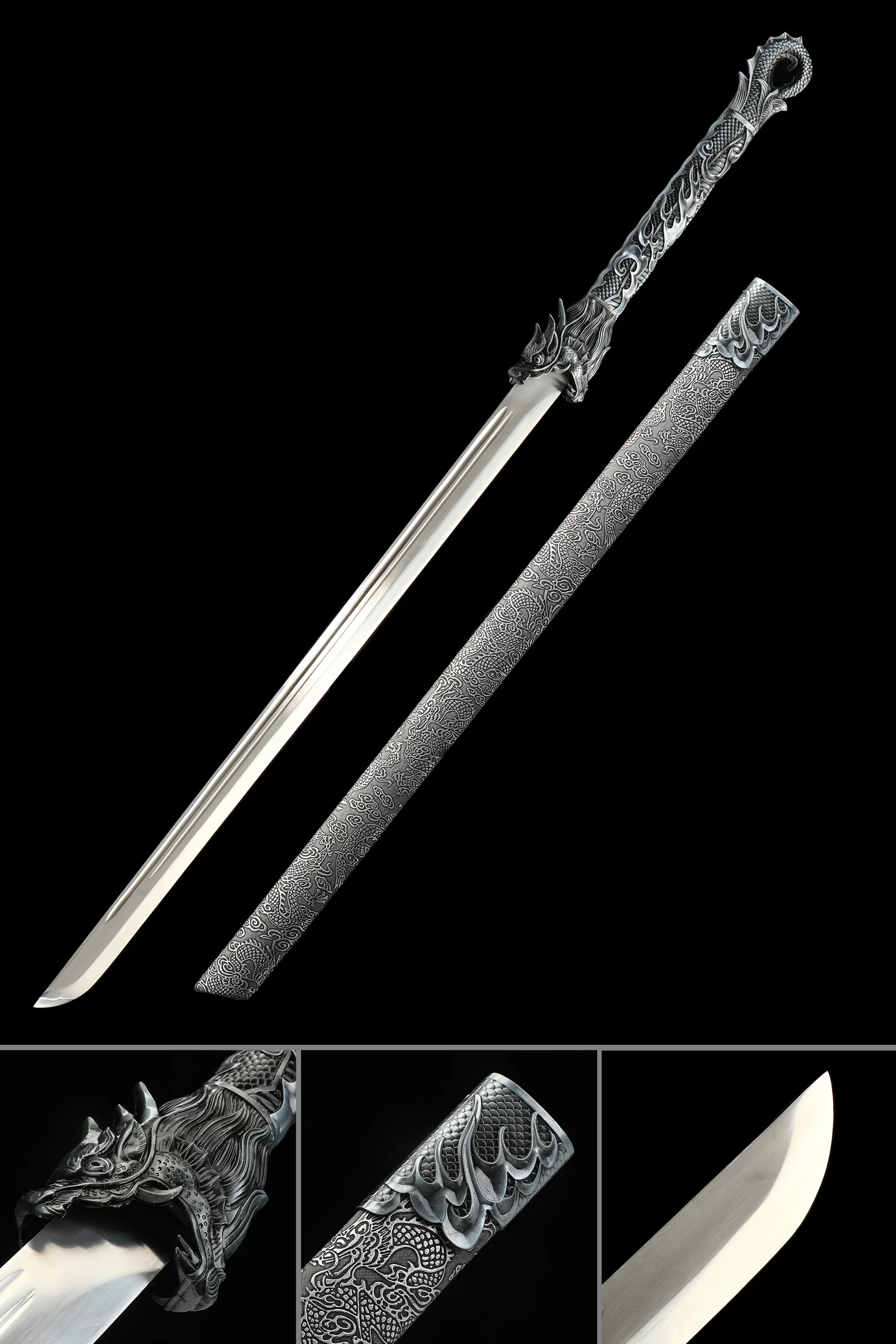 Dragon Themed Fantasy Sword With 1090 Carbon Steel Blade - TrueKatana
