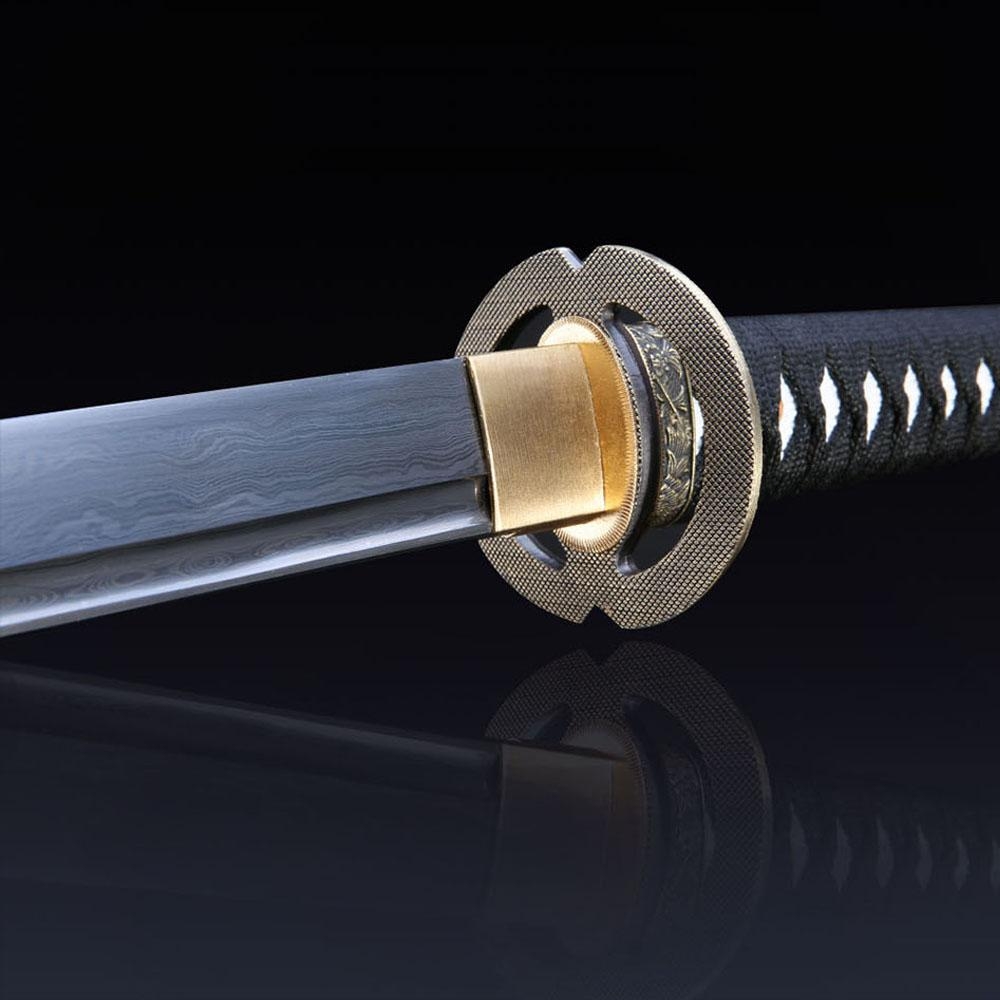Handmade Damascus Carbon Steel Japanese Samurai Katata Sword - TrueKatana