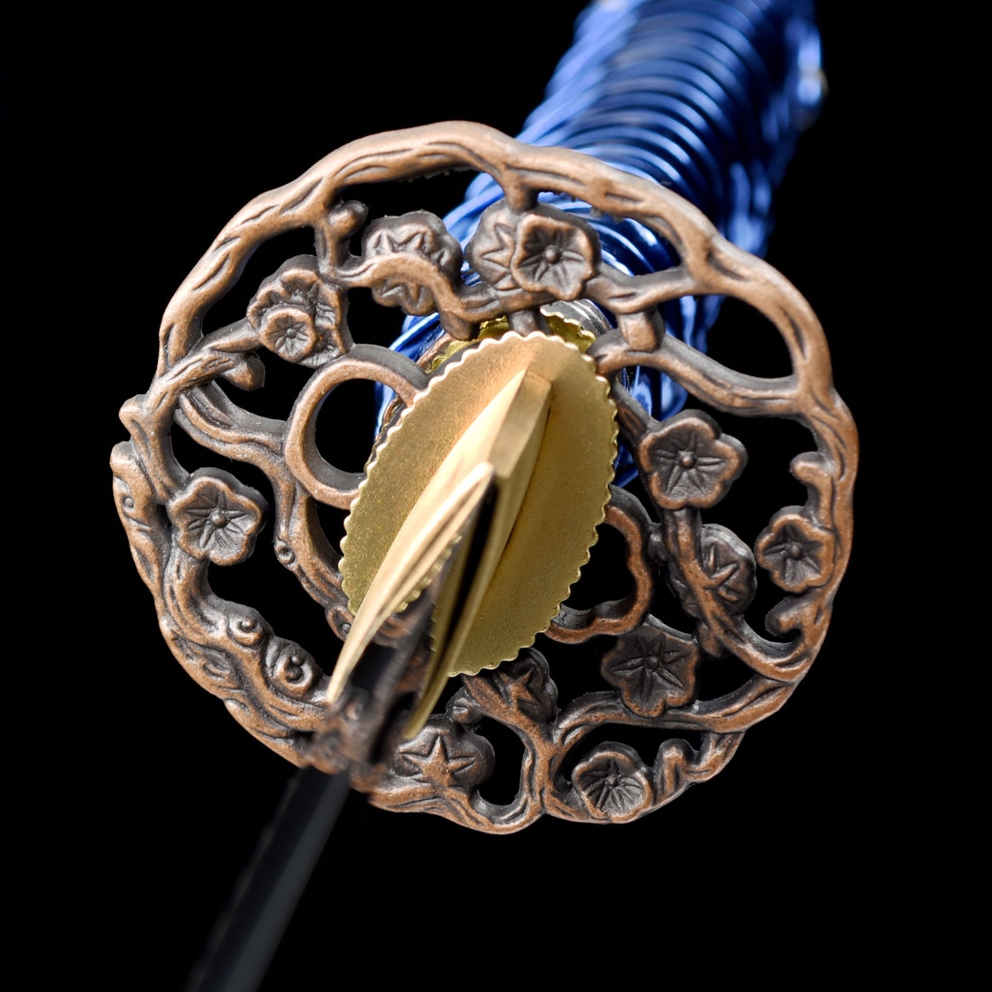 Handmade High Manganese Steel Blue Saya And Flower Tsuba Theme Real ...