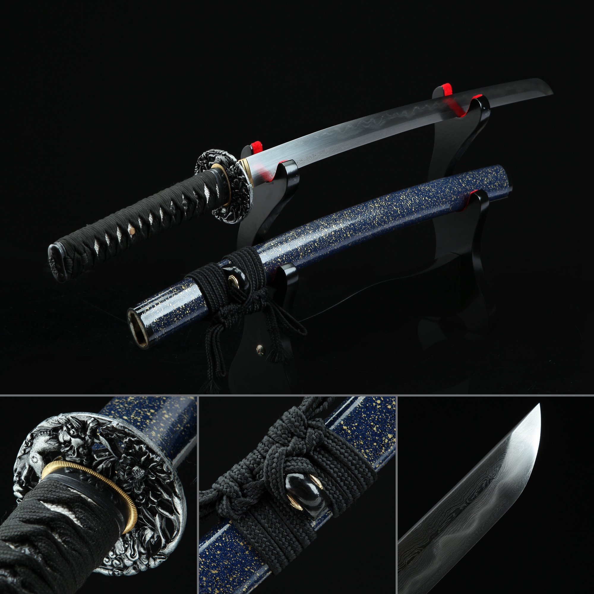 Handmade Pattern Steel Real Hamon Japanese Wakizashi Samurai Swords ...