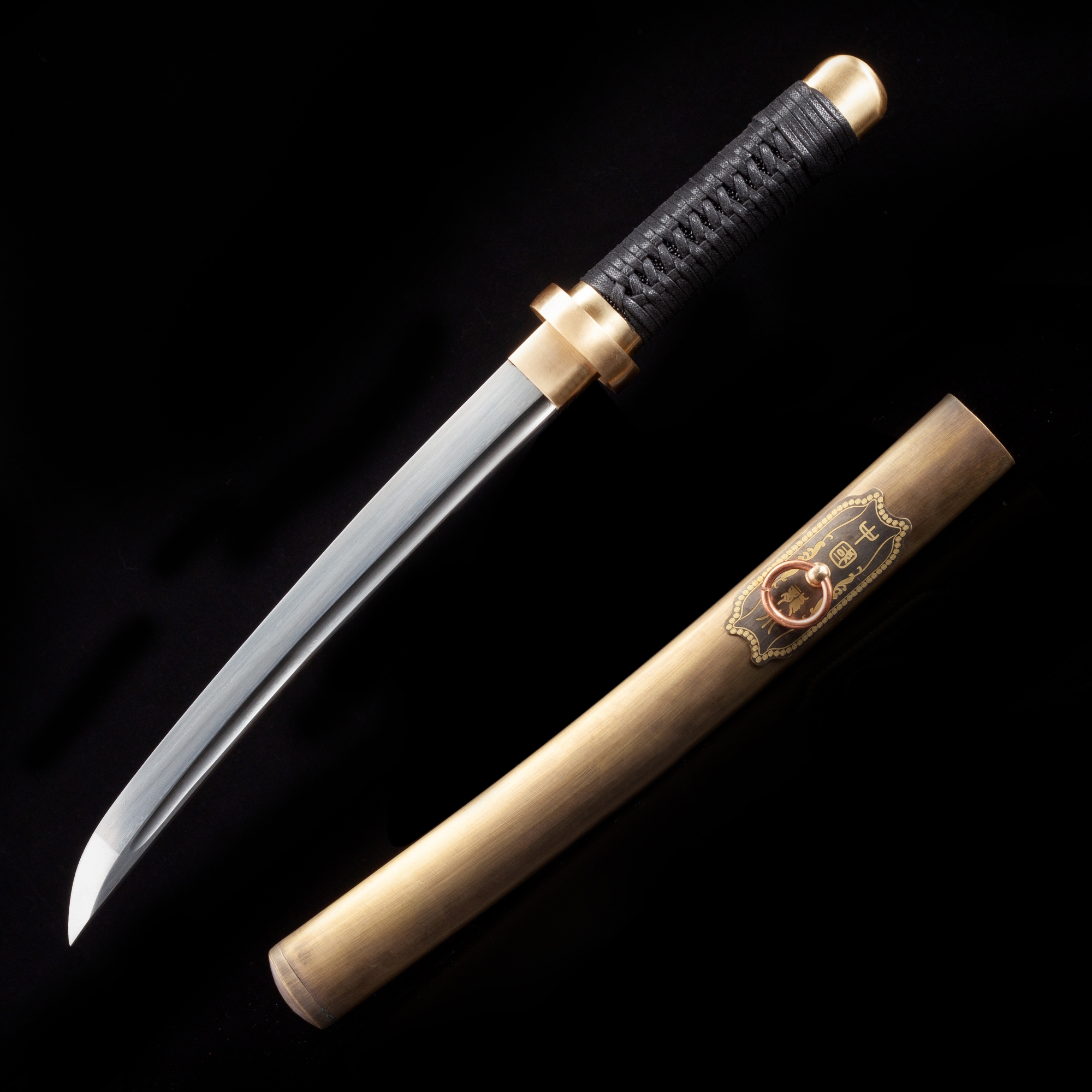 Handmade Pattern Steel Real Japanese Tanto Sword With Natural Scabbard ...