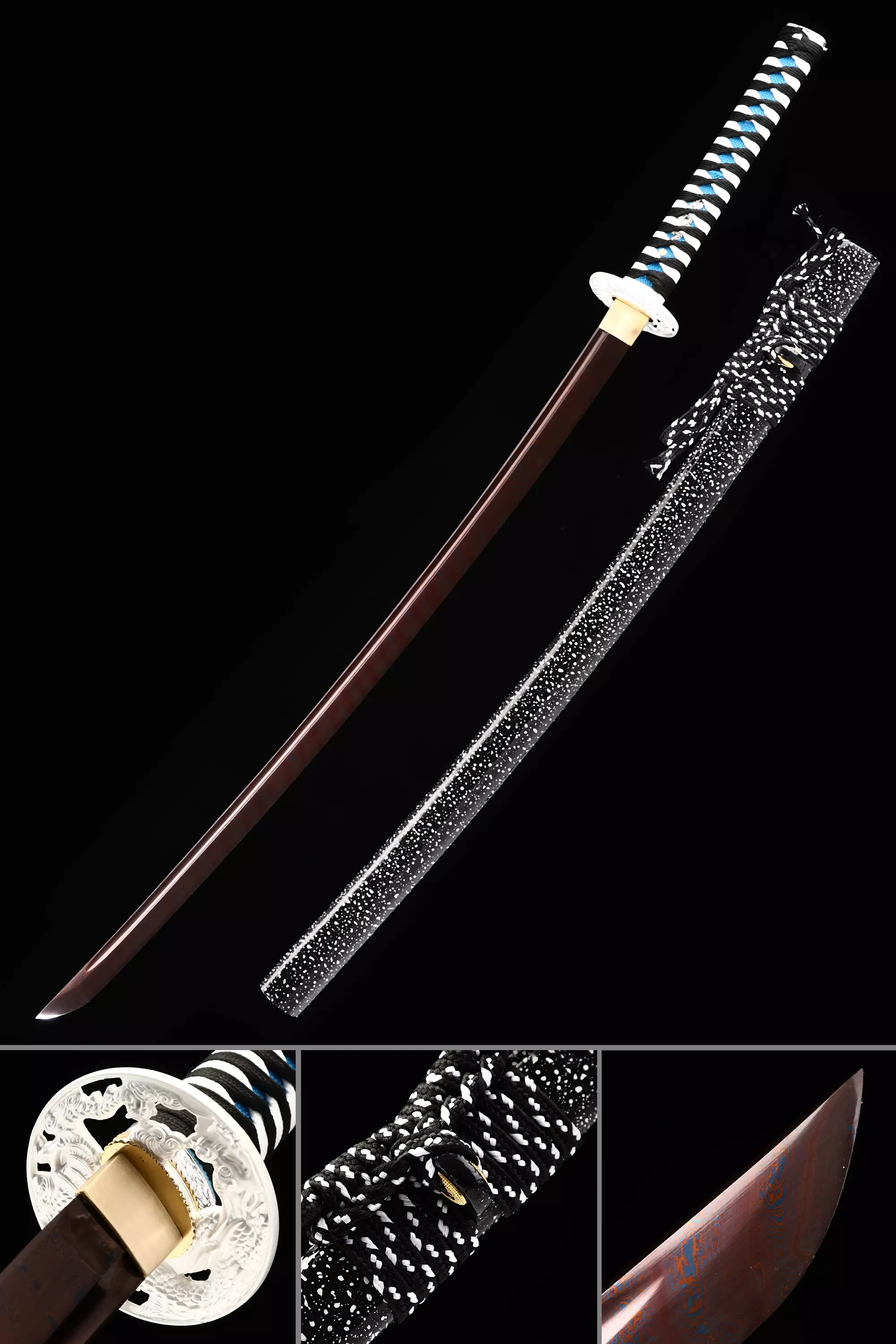 Red Damascus Katana | Damascus Steel Katana with Dark Red Blade ...