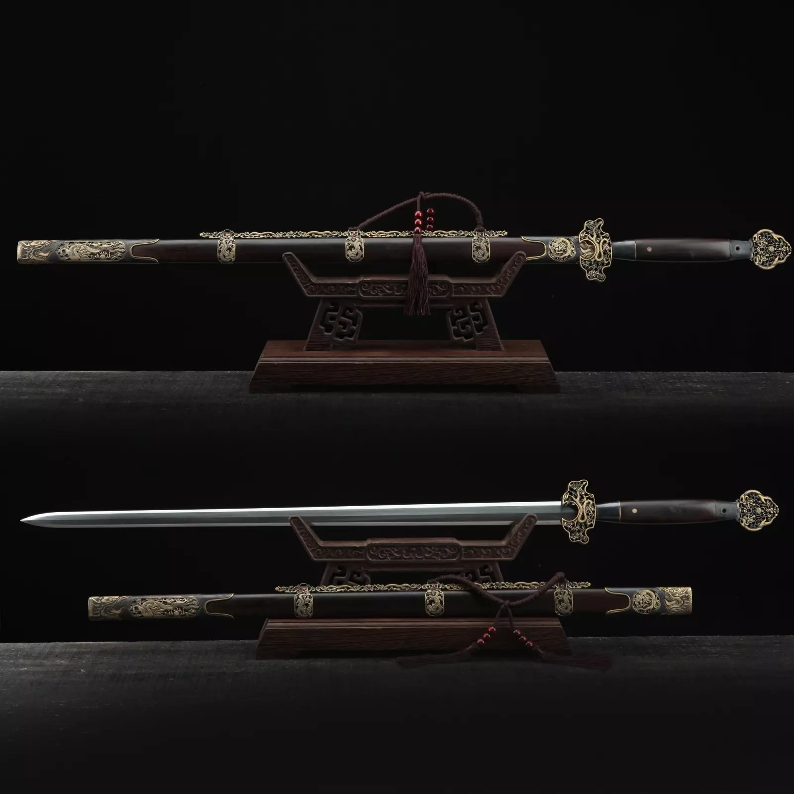 Jian Sword | Damascus Steel Black Sandalwood Ming Dynasty Hand Forged ...