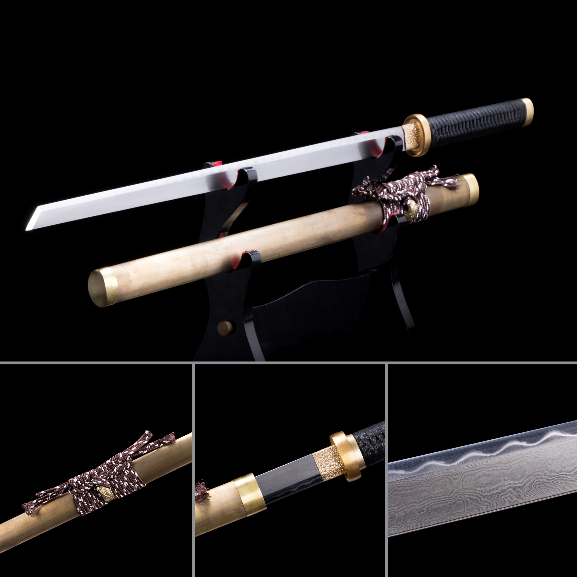 Handmade Pattern Steel Straight Blade Chokuto Japanese Ninjato Ninja ...